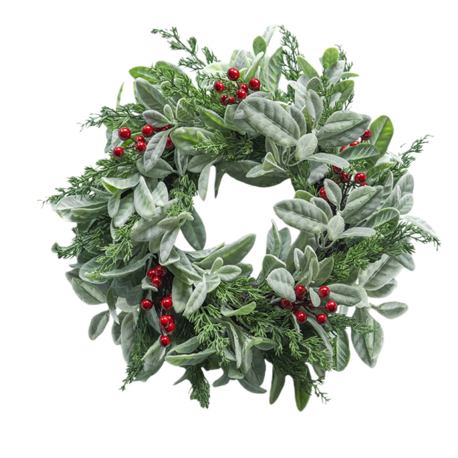 19.7 Inch Realistic Christmas Wreath with Red Berries and Eucalyptus ...