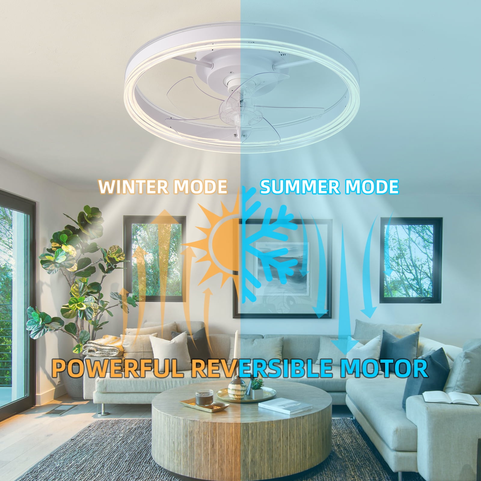 19.7 inches fan light RGB color lights three color temperature 6-speed ...
