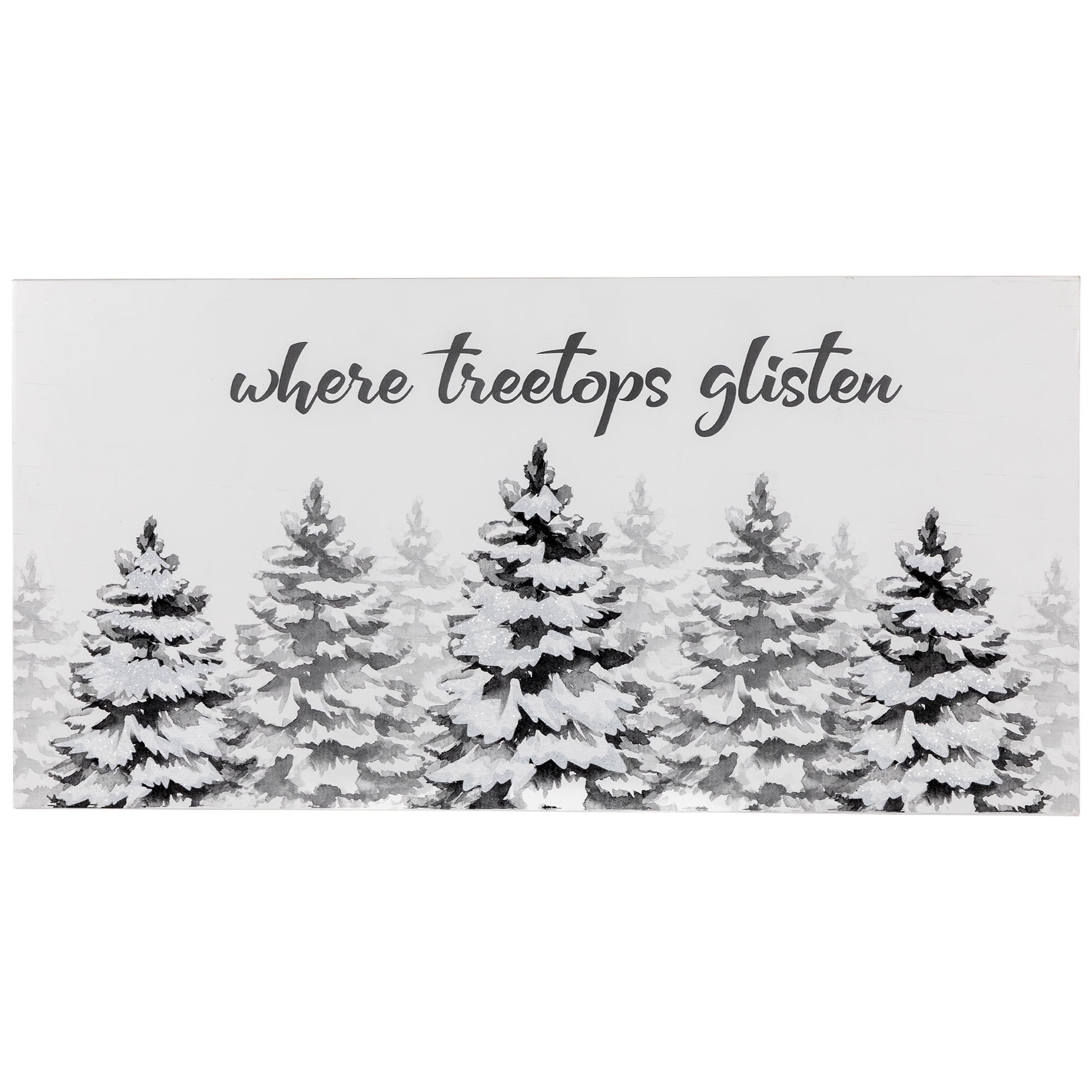 Northlight Flocked Christmas Tree "Where Treetops Glisten" Wall Art ...