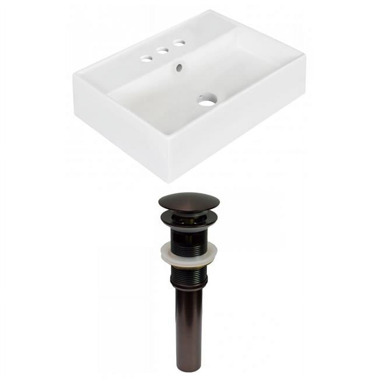 19.75 in. Above Counter White Vessel Set for 3 Hole 4 in. Center Faucet ...