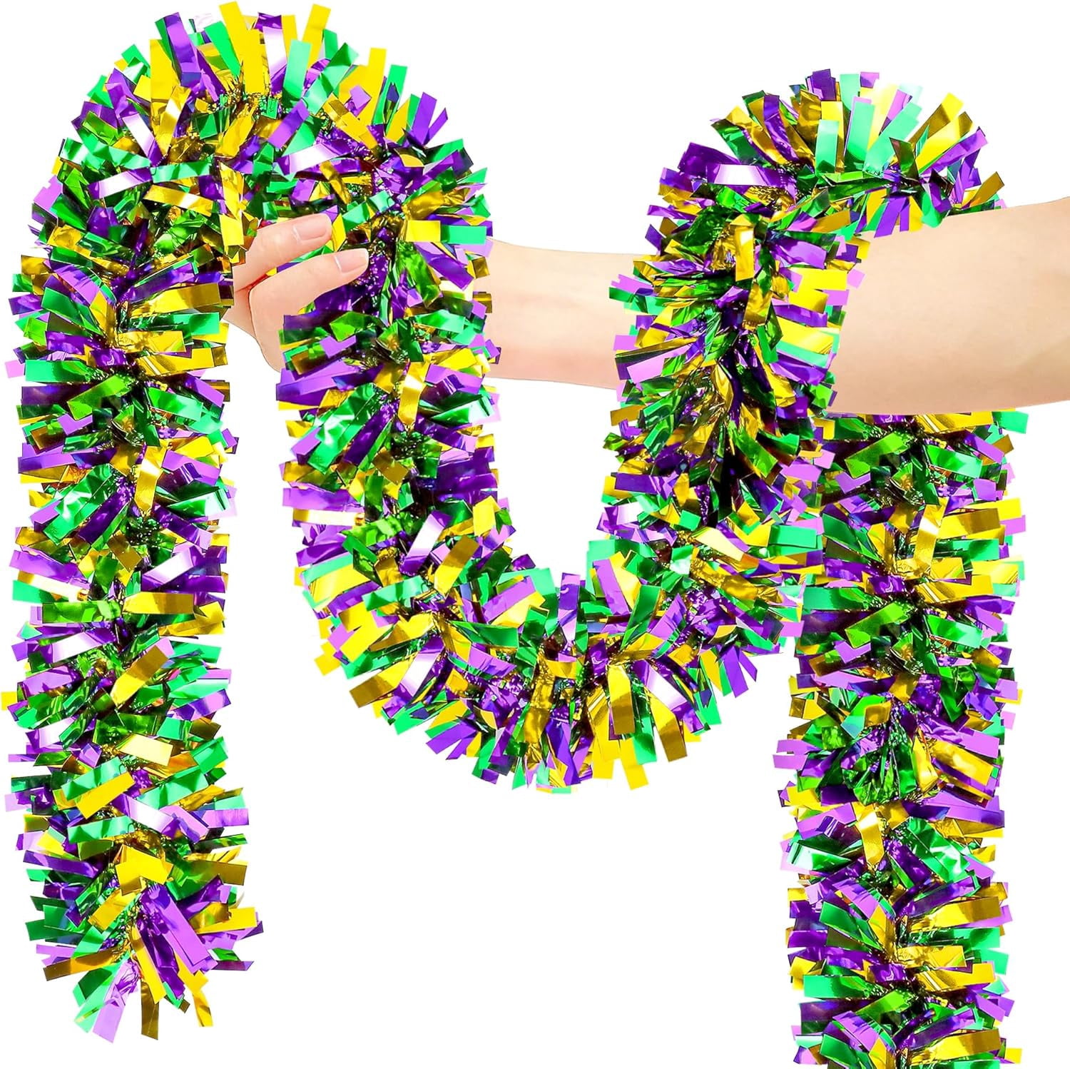 19.7FT Mardi Gras Decorations,Purple Green Gold Mardi Gras Tinsel ...