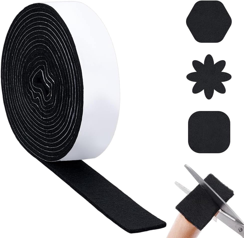 19.7ft x 1.97inch Self Adhesive Felt Tape Black Sticky Back Felt Strip ...