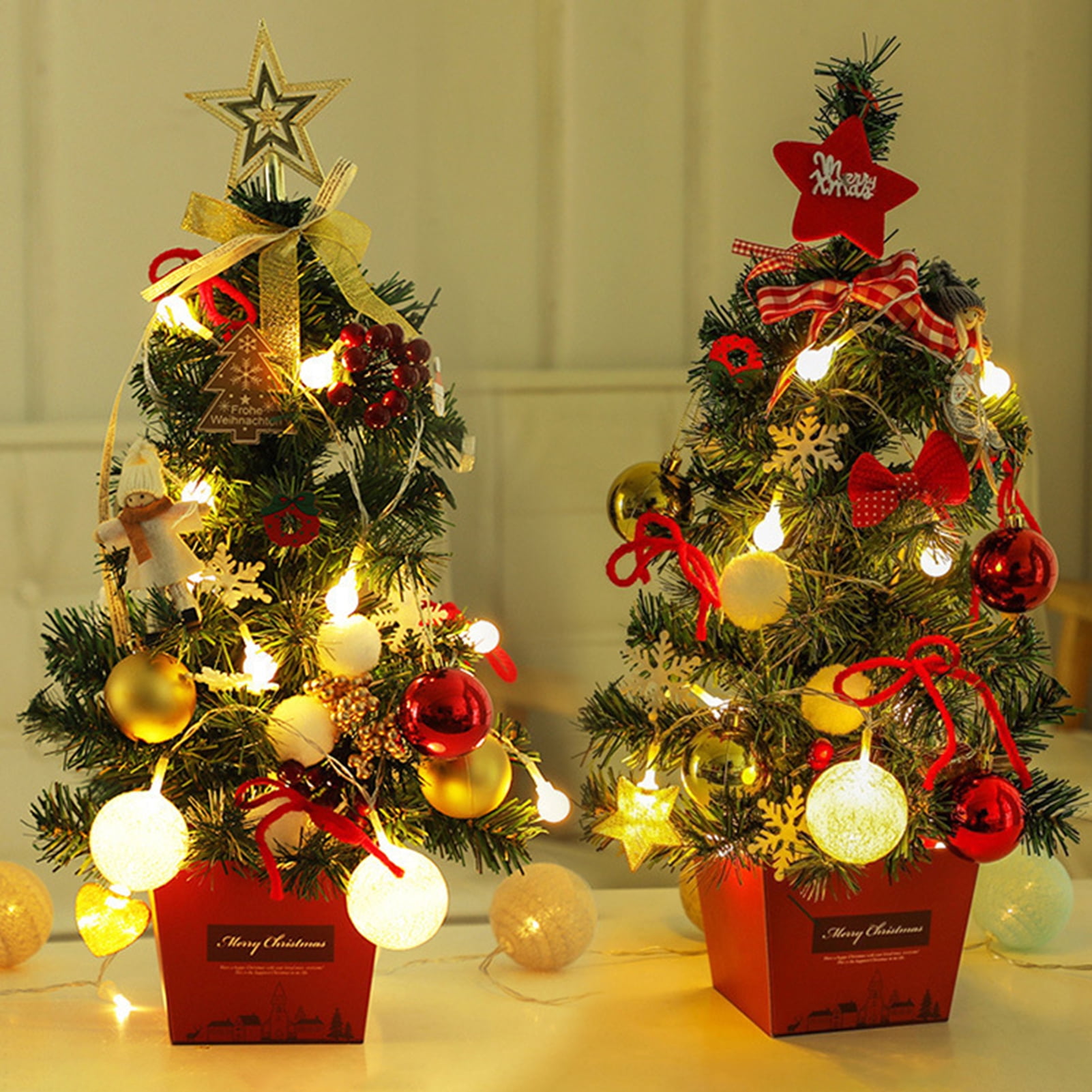 19.7inch DIY Mini Christmas Tree with Light Festive Xmas Home ...