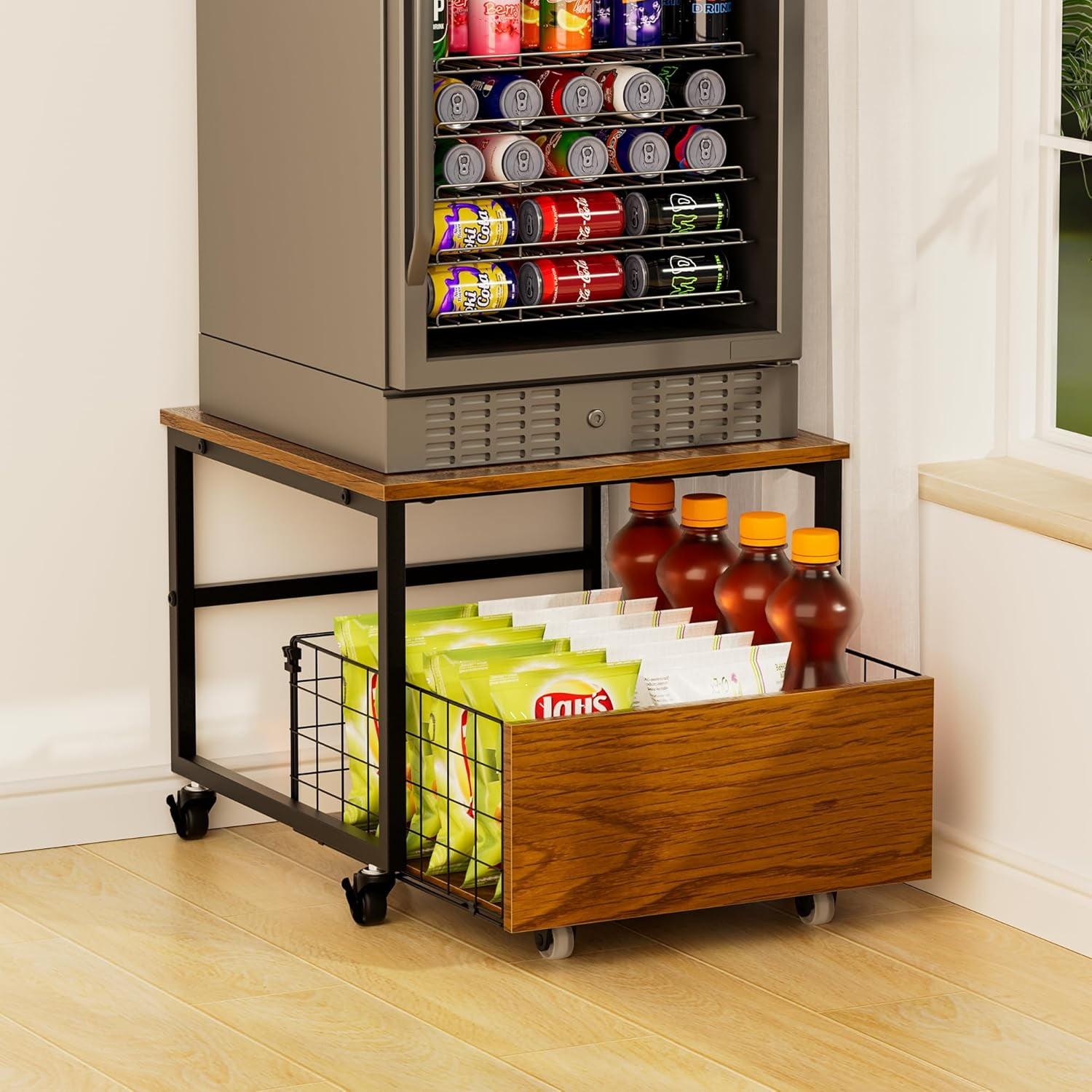 19.7x19.7 inch Mini Fridge Stand with Storage,Mini Fridge Table with ...