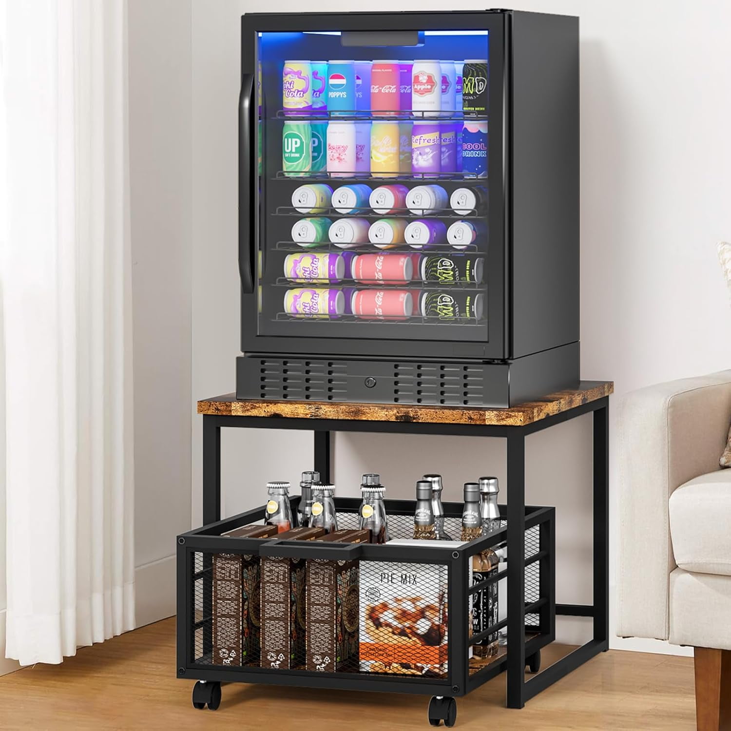 19.7x19.7 inch Mini Fridge Stand with Storage, Small Beverage ...