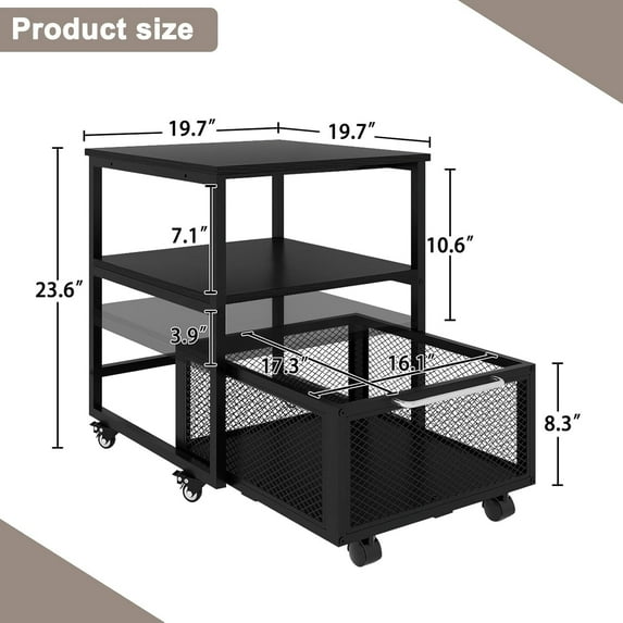 19.7x19.7in Mini Fridge Stand with Storage and Wheels Heavy Duty Mini ...