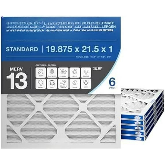 19.875x21.5x1 MERV 13 - 6 Count - Pleated HVAC, Furnace & Air ...