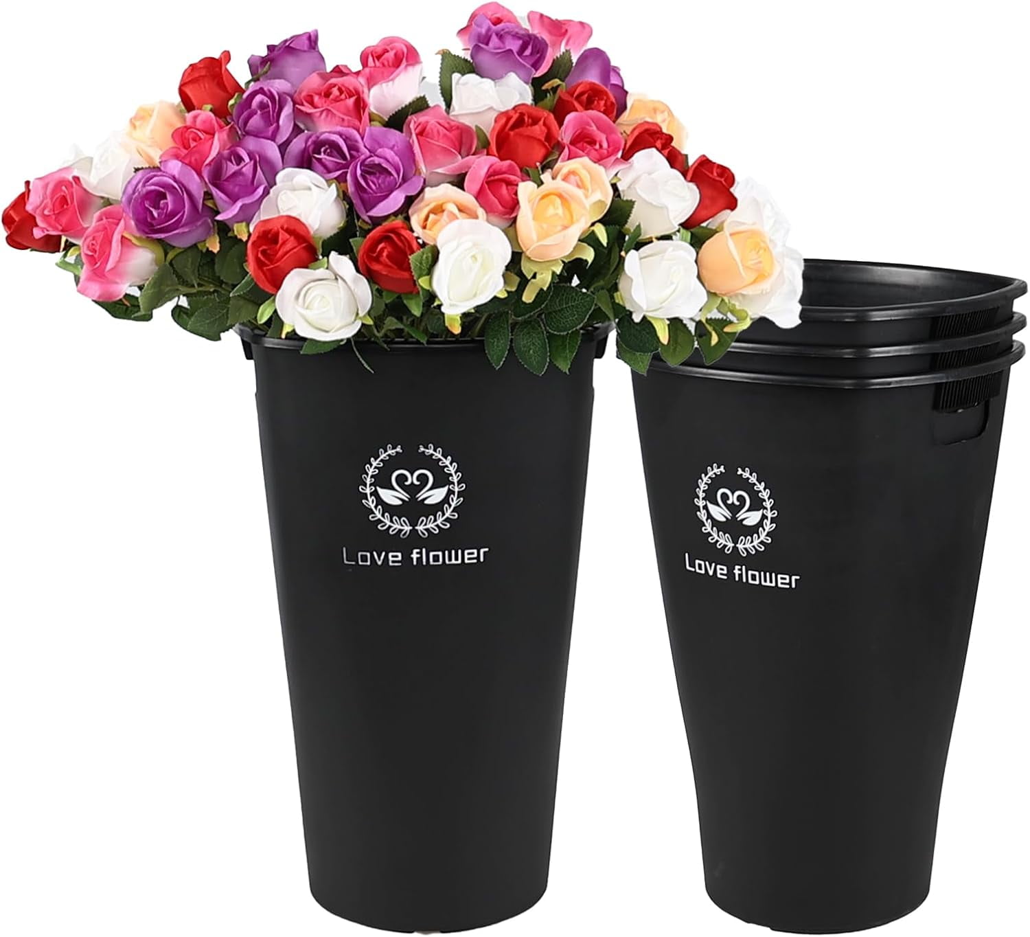 19.92“ Tall Large Plastic Flower Bucket Vases with Handles, 4 Pack Tall ...