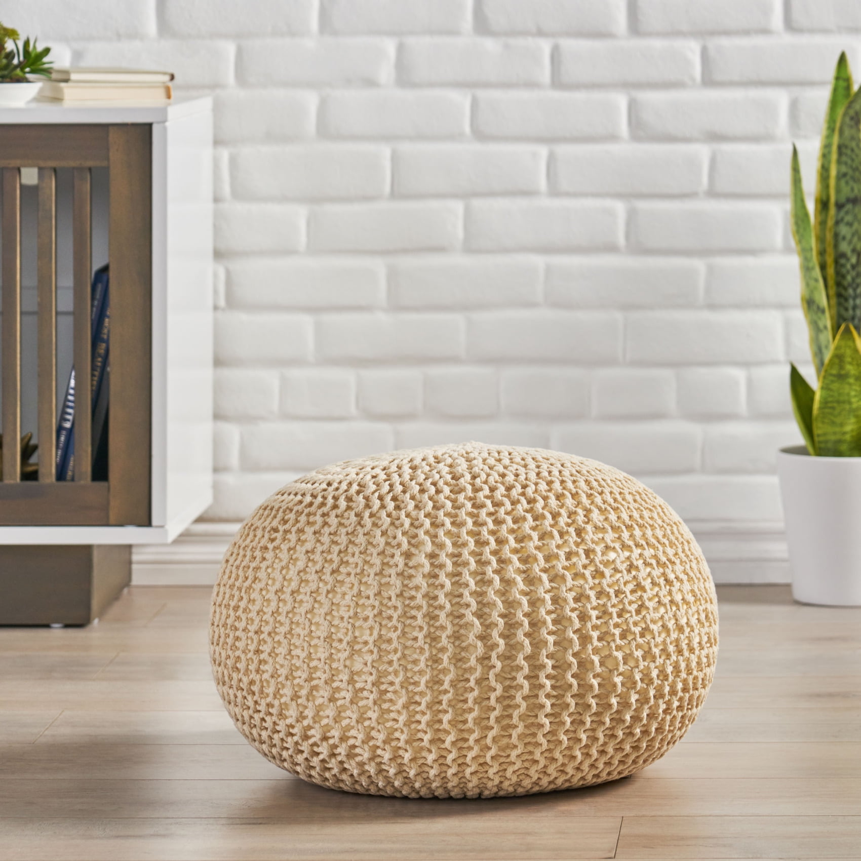 19" Accent Cotton Pouf Cube, Modern Multi-Function Footstool, Lounge ...