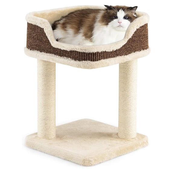 19" Cat Tree Small, Carpeted Cat Tower with Perch & Scratching Posts ...