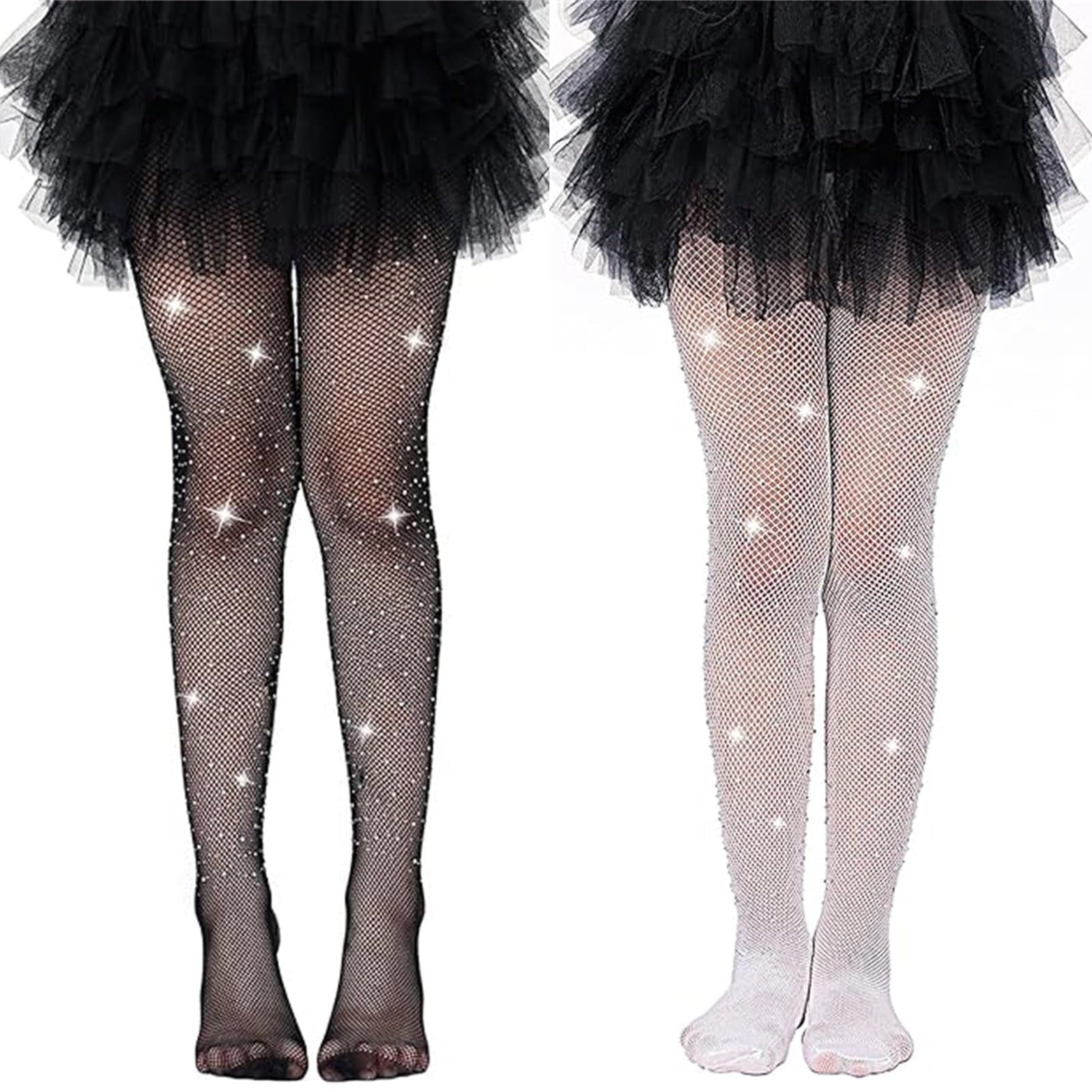 19 Colors Kids Girl's Fishnet Tights Rhinestone Glitter Stockings ...