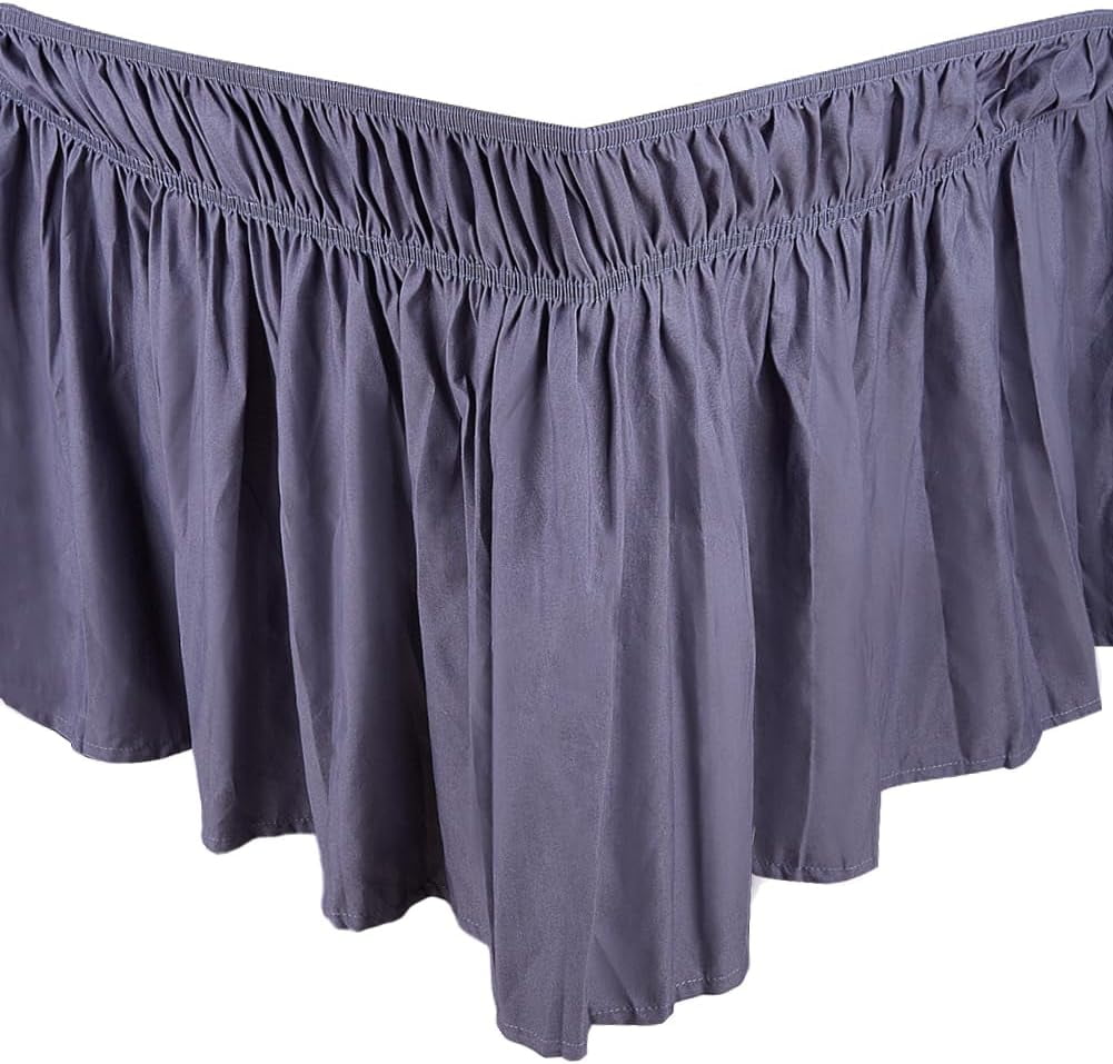 19" Drops Bedding Queen Elastic Bed Ruffle Wrap Around Bed Skirts for ...