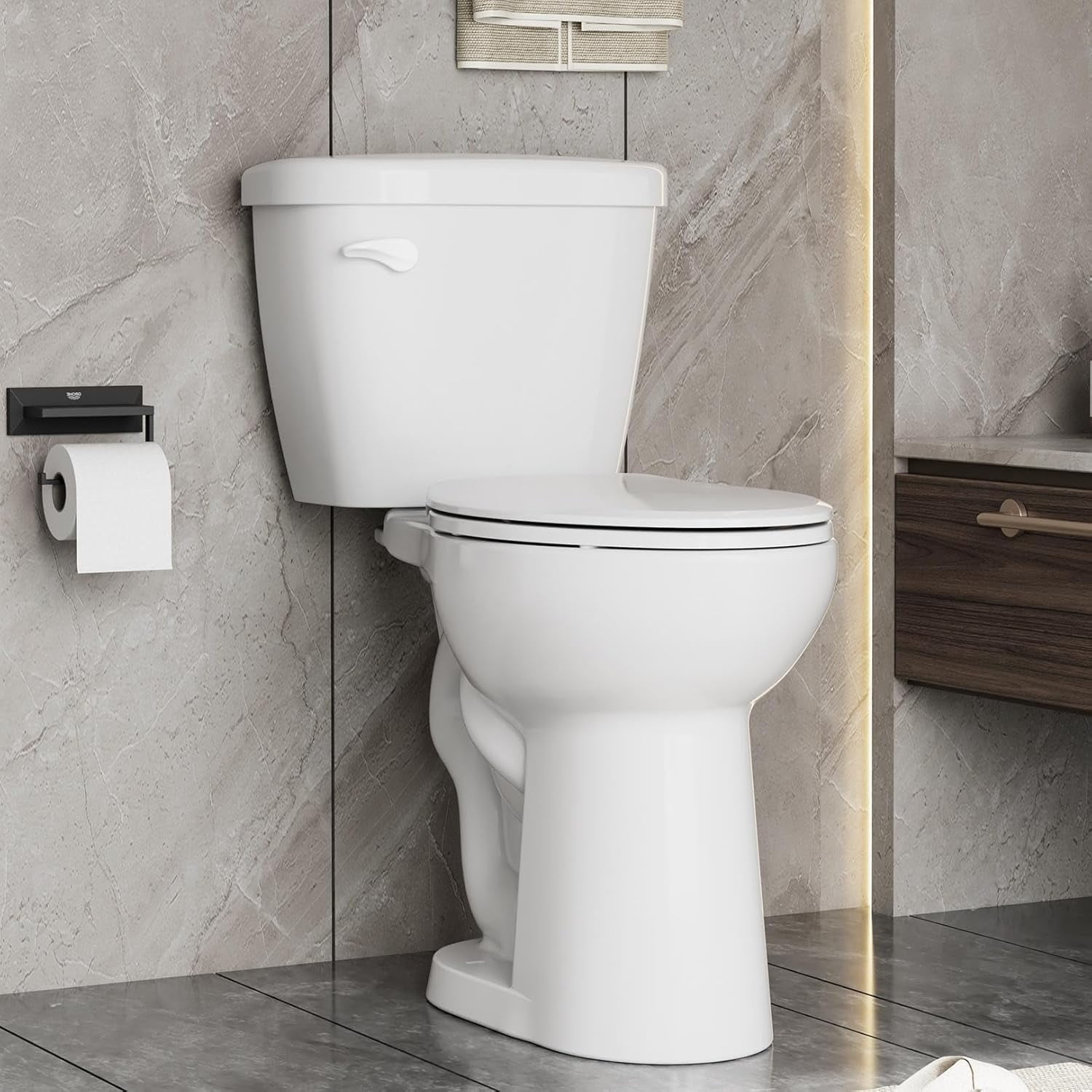 19" Extra Elongated Comfort Height Toilet – 15.5" Two-Piece with Soft ...