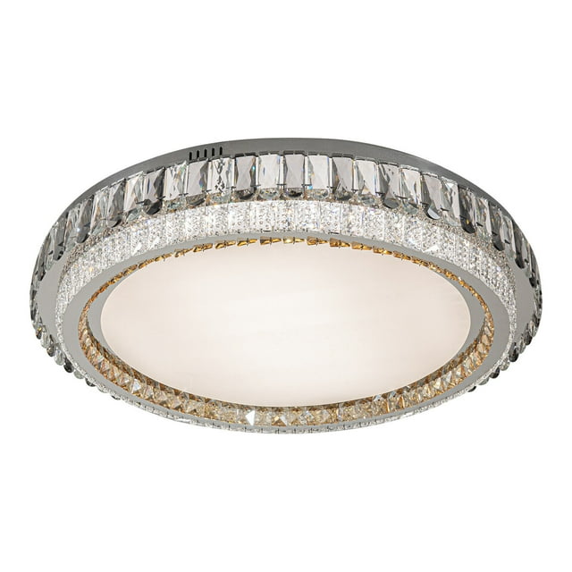 19" Flush Mount Round Ceiling Light, LED Chrome Ceiling Lamp Dimmable ...