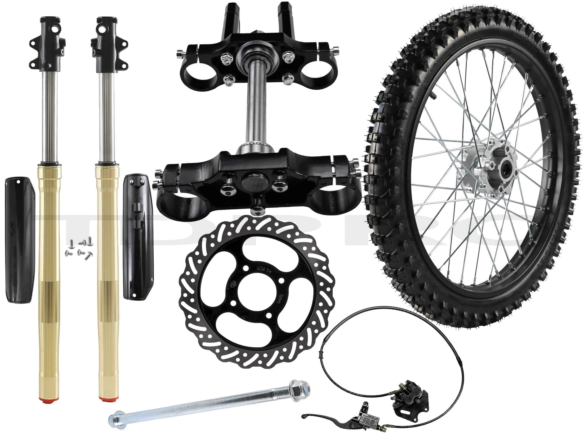 19" Front Wheel 70/100-19 Tire and Rim + 31" Front Forks Shock Triple ...