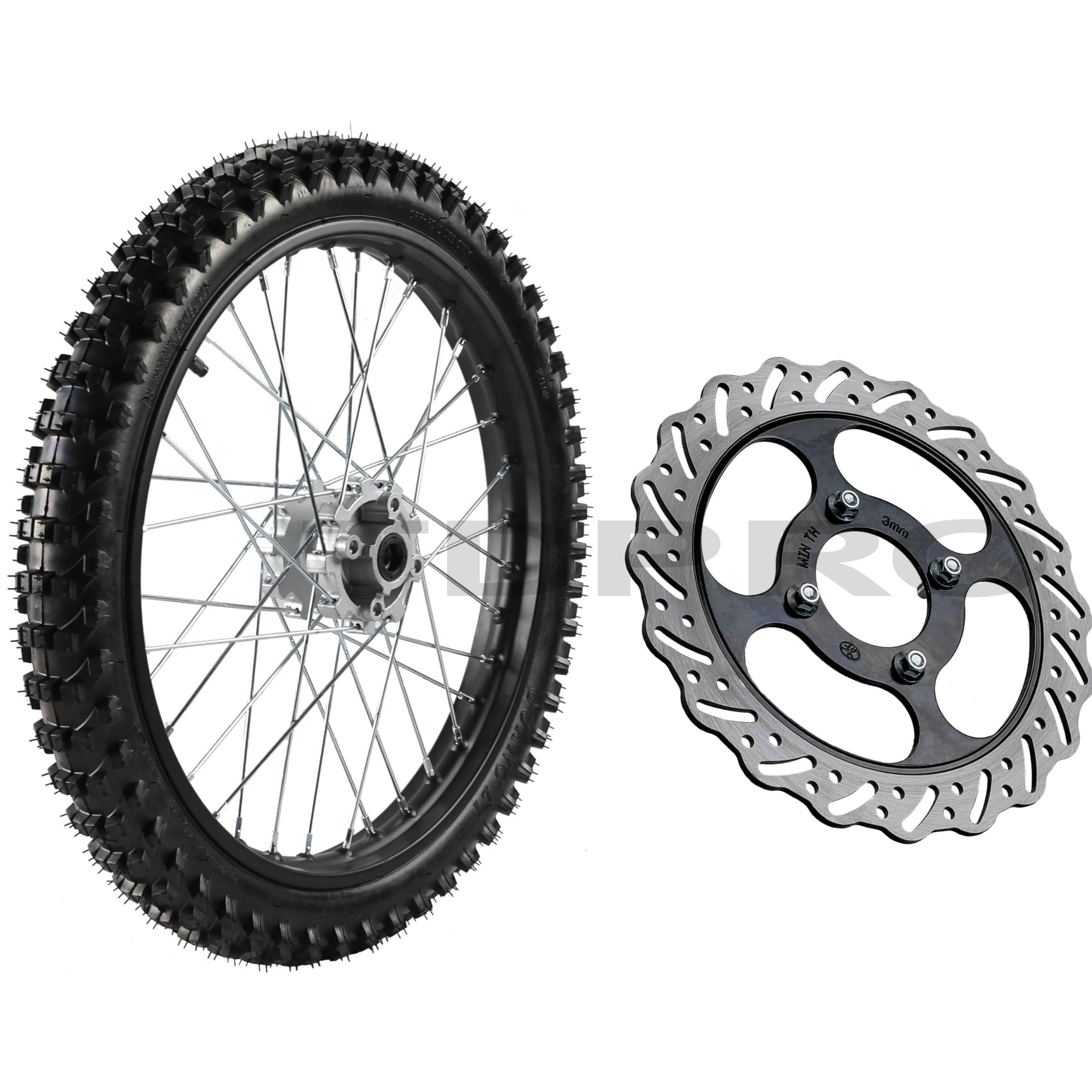 19" Front Wheel 70/100-19 Tire and Rim + Brake Disc Rotor for Dirt PIt ...