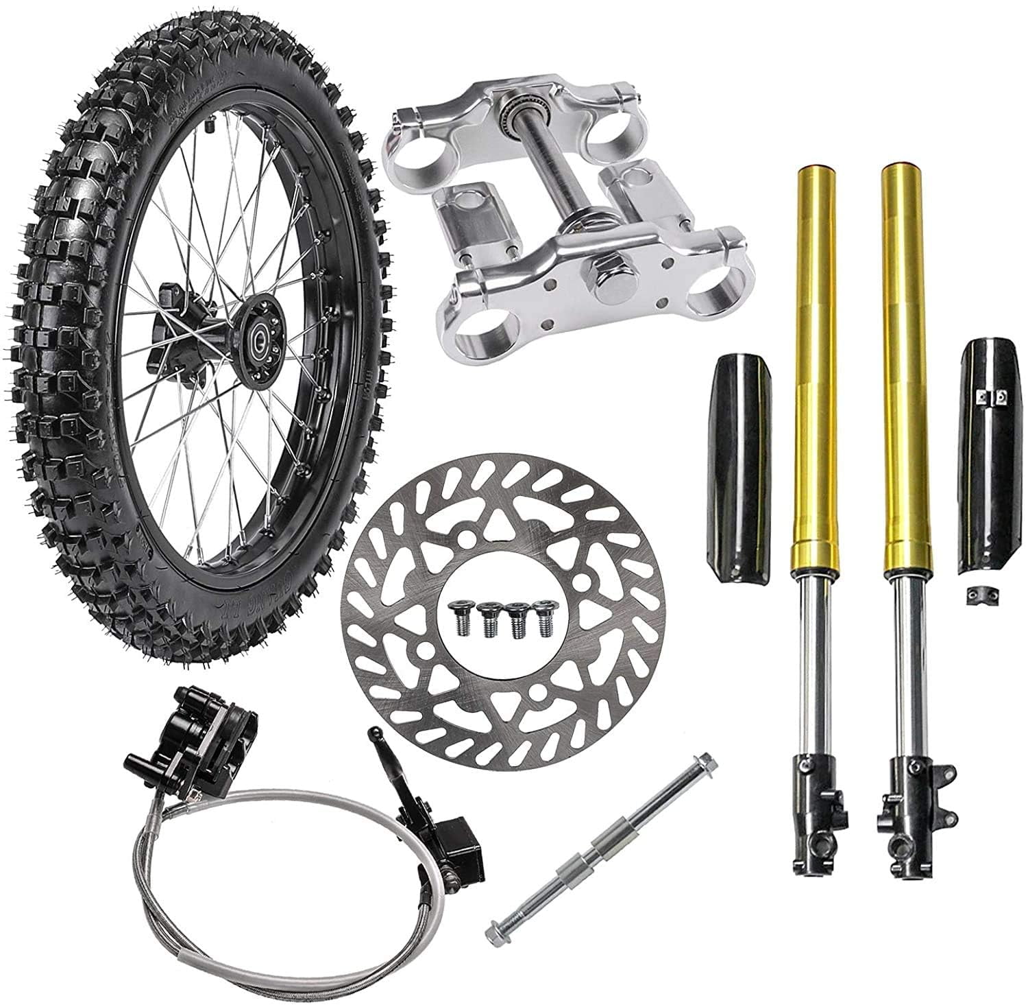 19" Front Wheel 70/100-19 Tire Rim w/Brake Caliper Assembly & Front ...