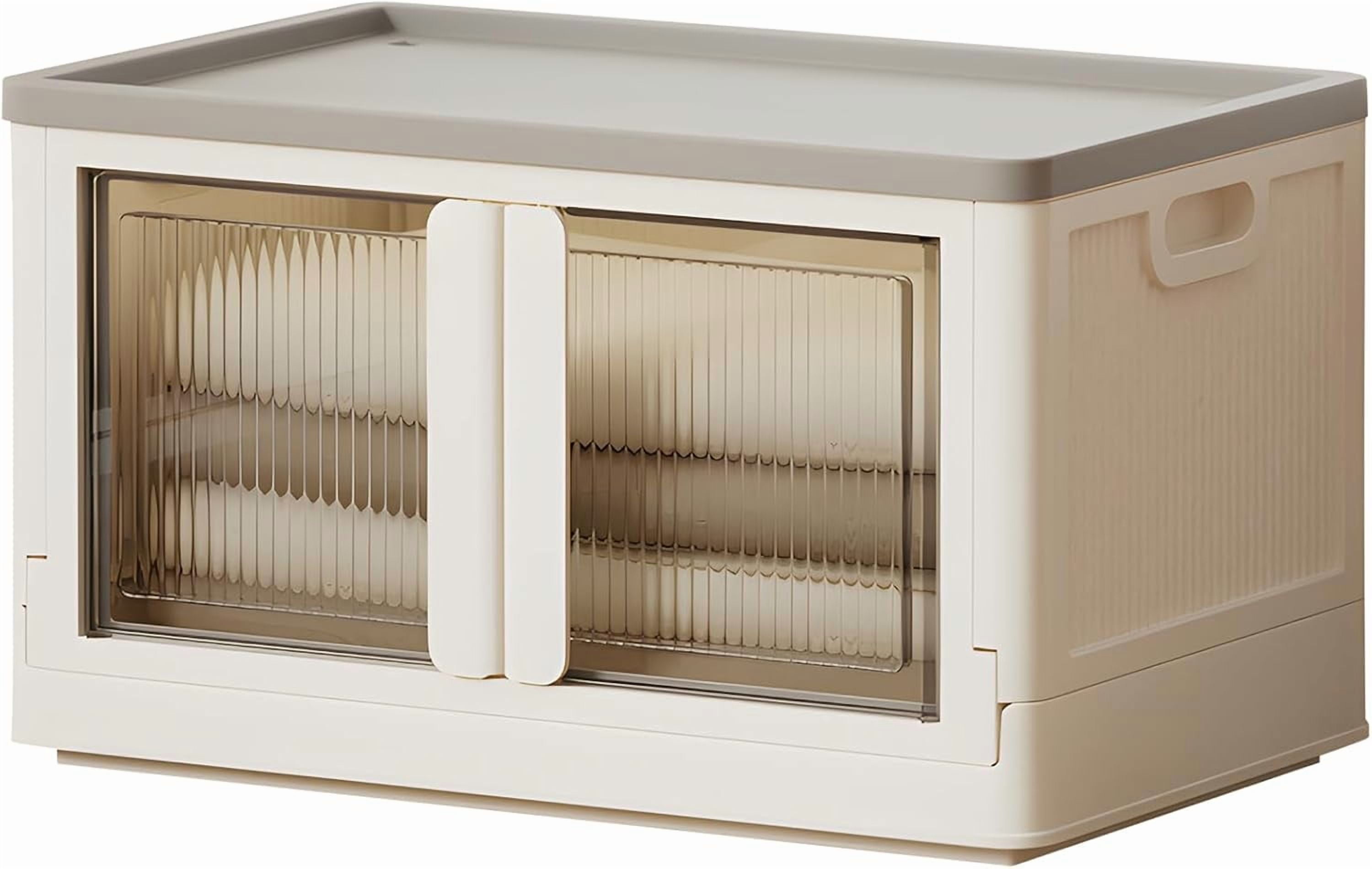 19 Gallon Collapsible Storage Box, Folding Storage Cabinet with Door ...