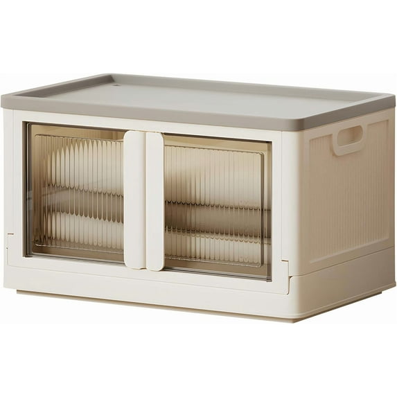 19 Gallon Collapsible Storage Box, Folding Storage Cabinet with Door ...
