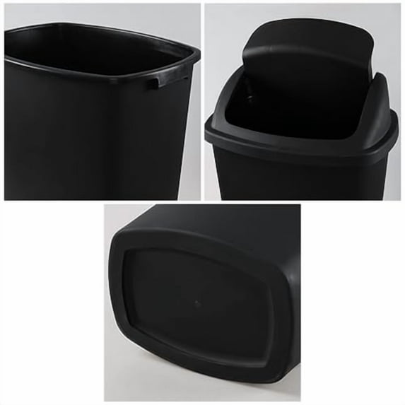 19 Gallon Kitchen Waste Bin, Large Plastic Trash Can, Black, Holds 70 ...