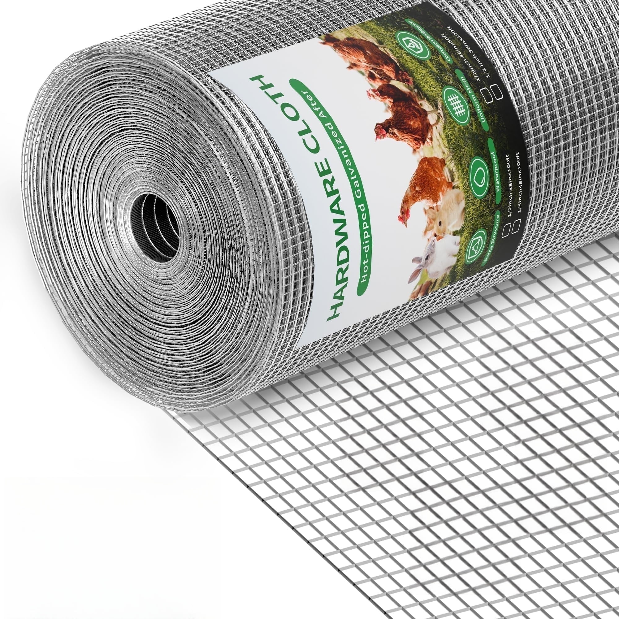 MoveCatcher 1/2" 48"x50' Mesh Galvanized Cloth, Heavy Duty for Garden ...