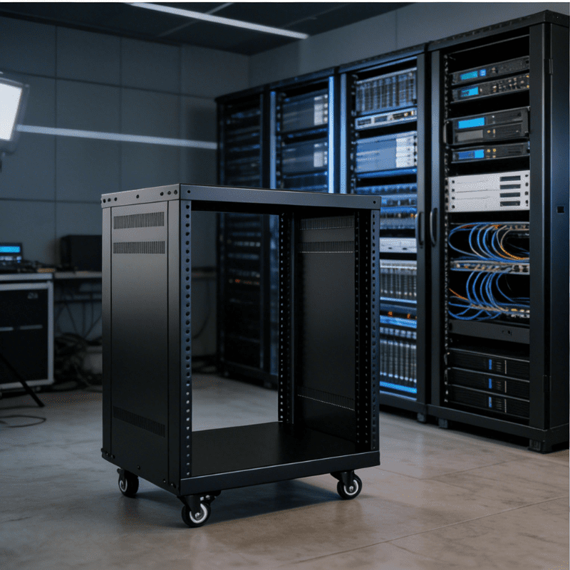 19 Inch 12U Heavy Duty Rolling Rack Cabinet with Wheels Enclosed DJ ...