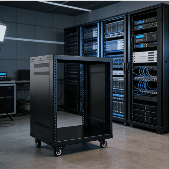 19 Inch 12U Heavy Duty Rolling Rack Cabinet with Wheels Enclosed DJ ...