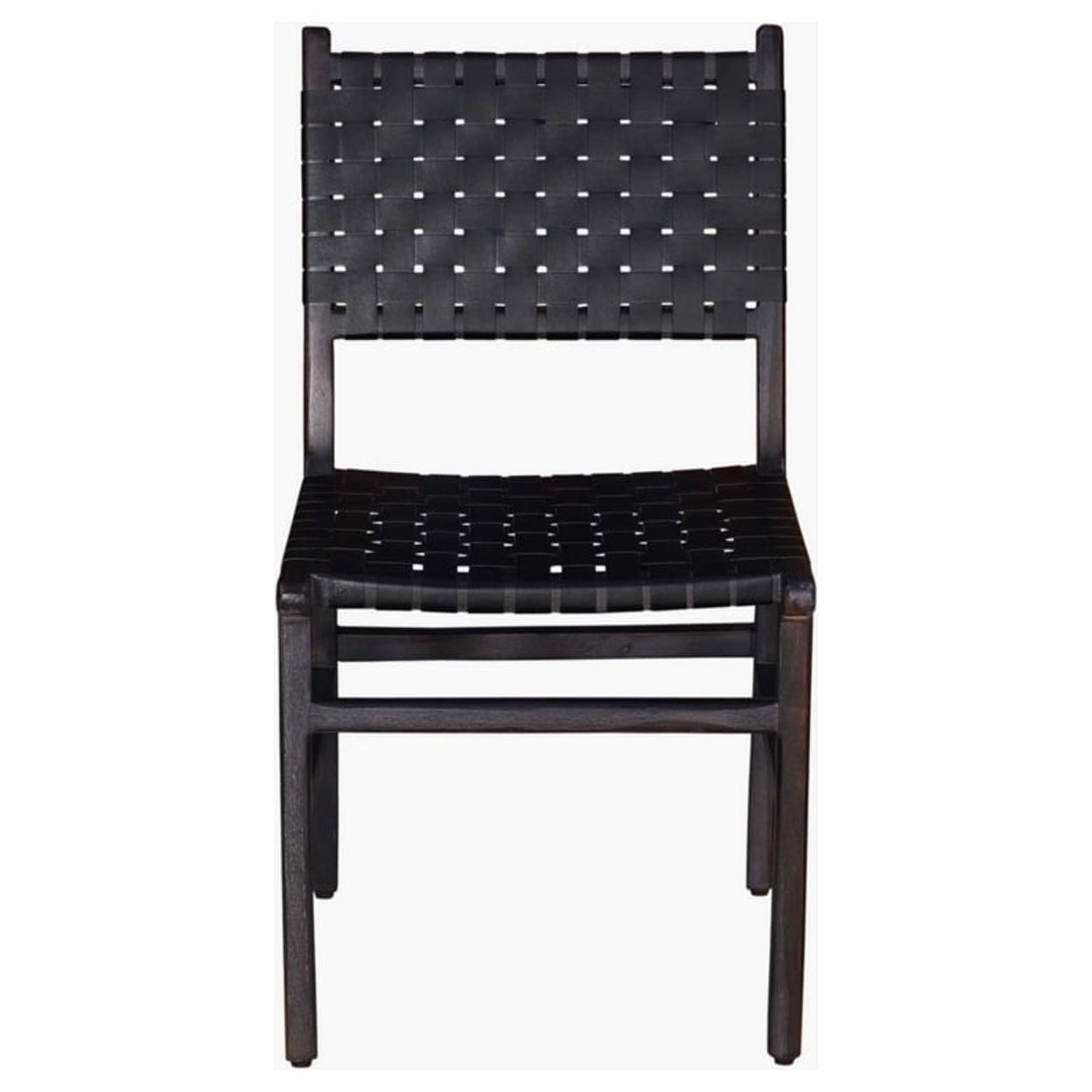 19 Inch Dining Chair, Black Leather Crossed Design, Iron Legs, Set of 2 ...