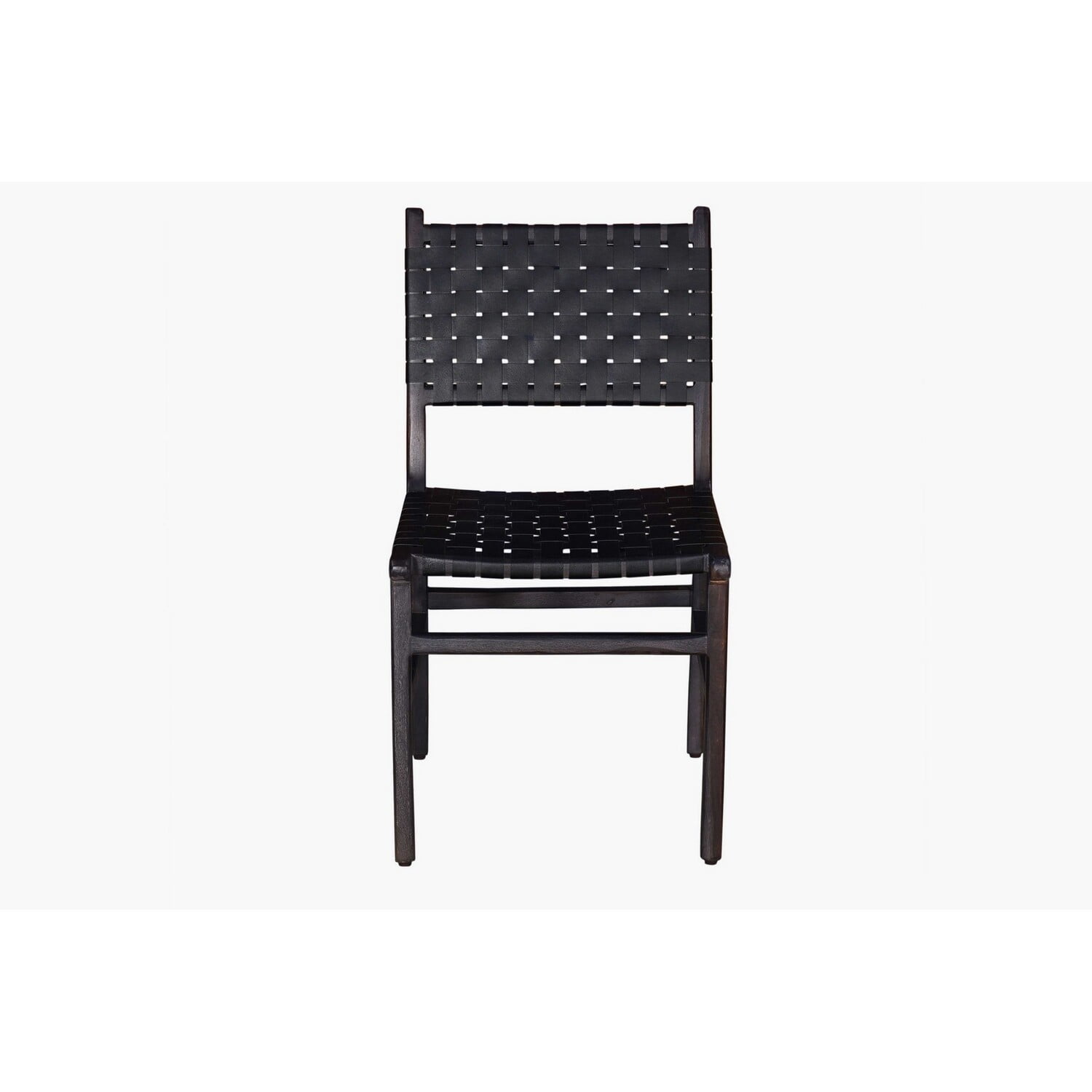 19 Inch Dining Chair, Black Leather Crossed Design, Iron Legs, Set of 2 ...