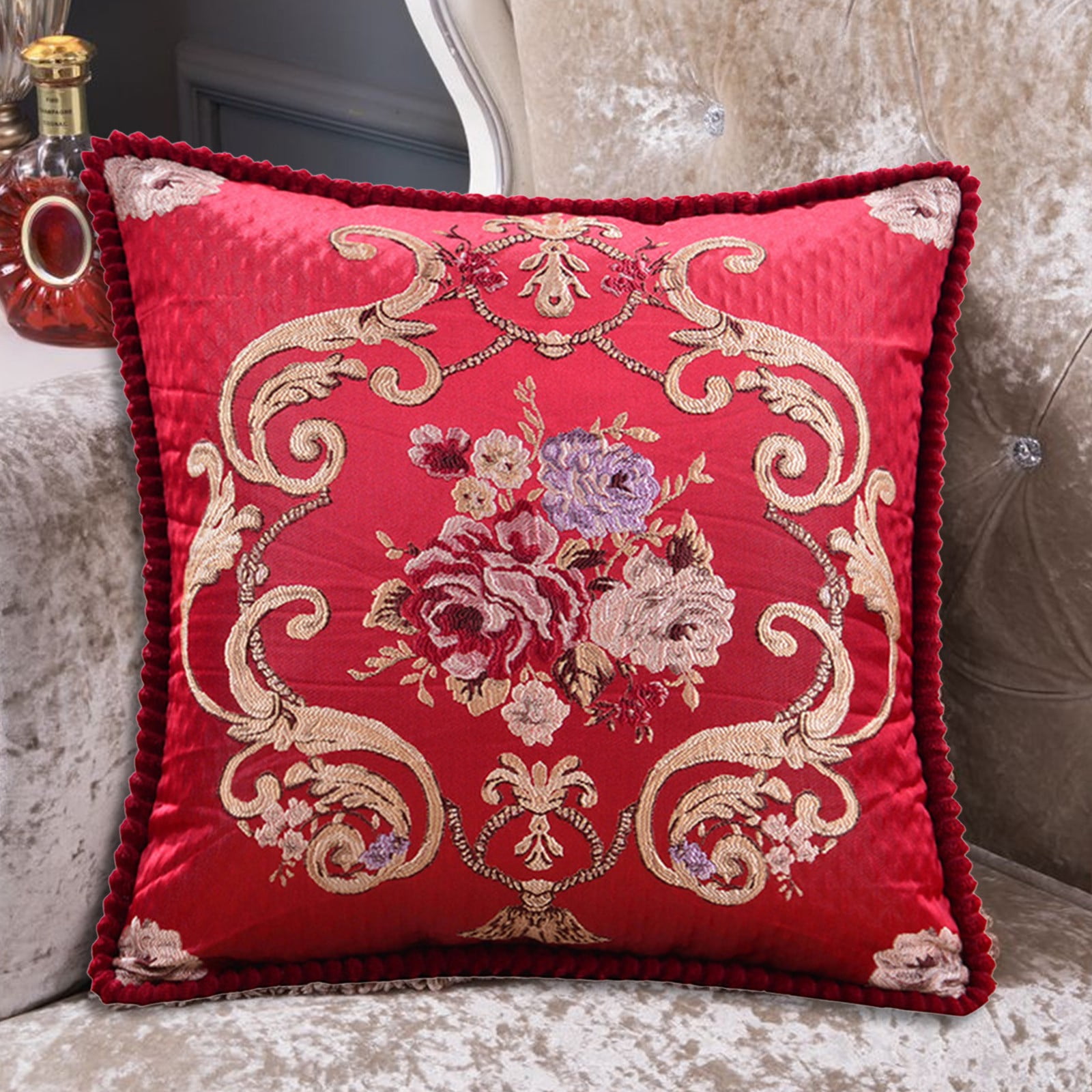 19-Inch Embossed European Flower Design Throw Pillow Covers, Soft and ...