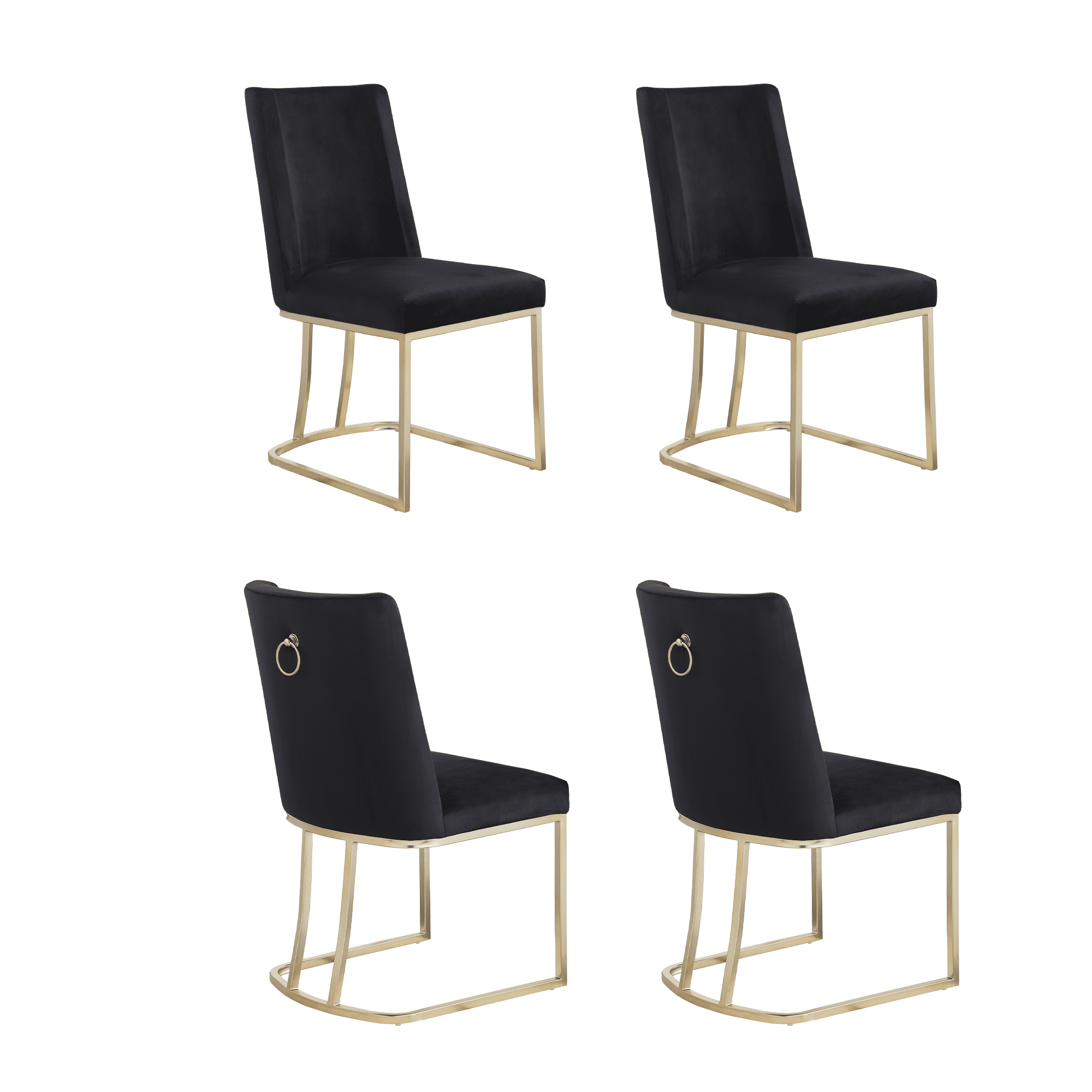 19 Inch Gold Metal Legs Velvet Dining Chairs, Modern Dining Chair with ...