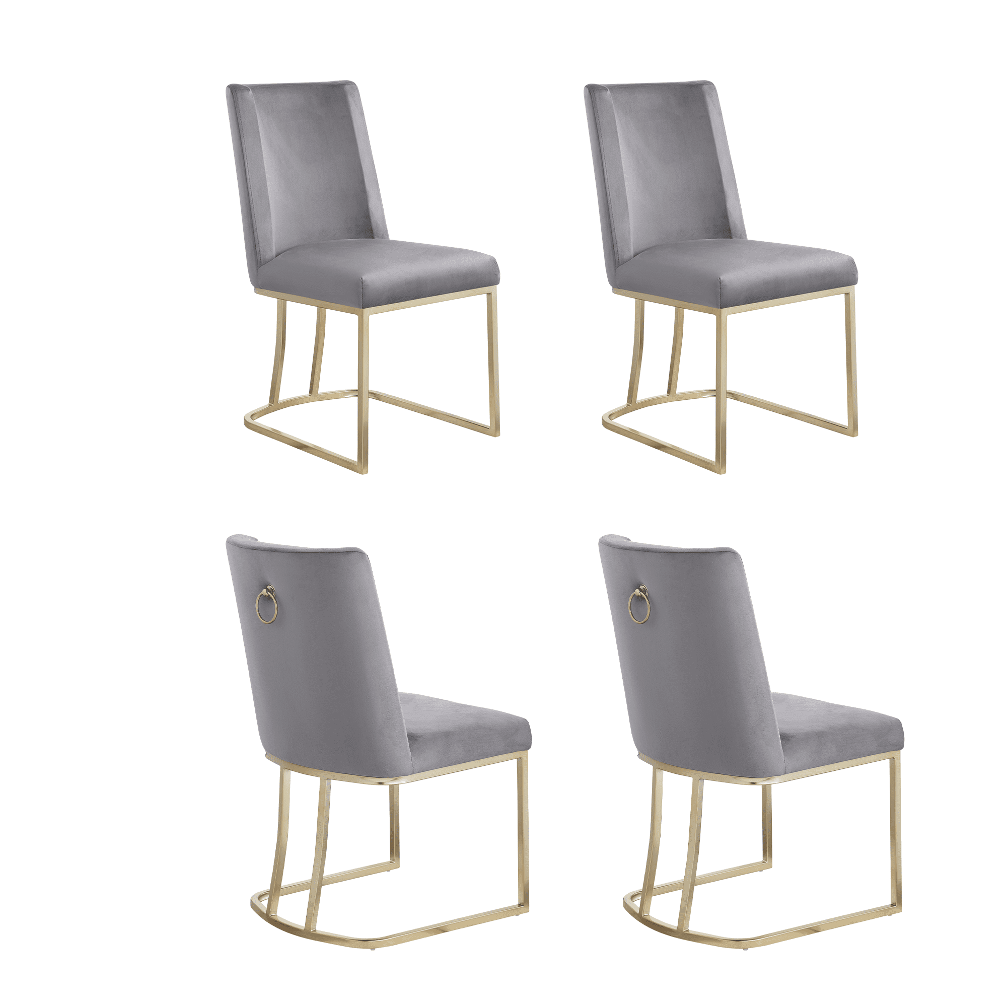 19 Inch Gold Metal Legs Velvet Dining Chairs, Modern Dining Chair with ...