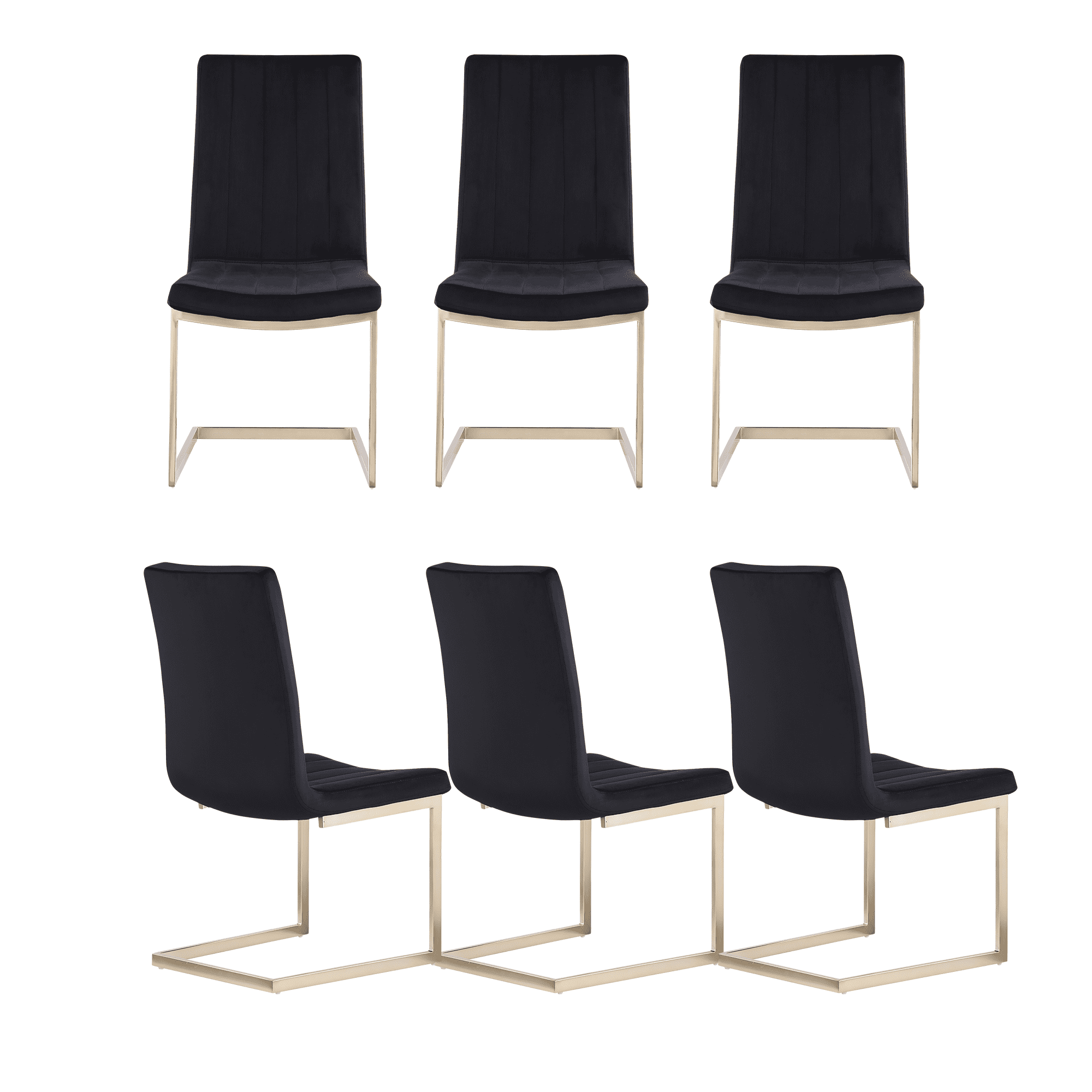 19 Inch Gold Metal Legs Velvet Dining Chairs, Modern High Back Dining ...
