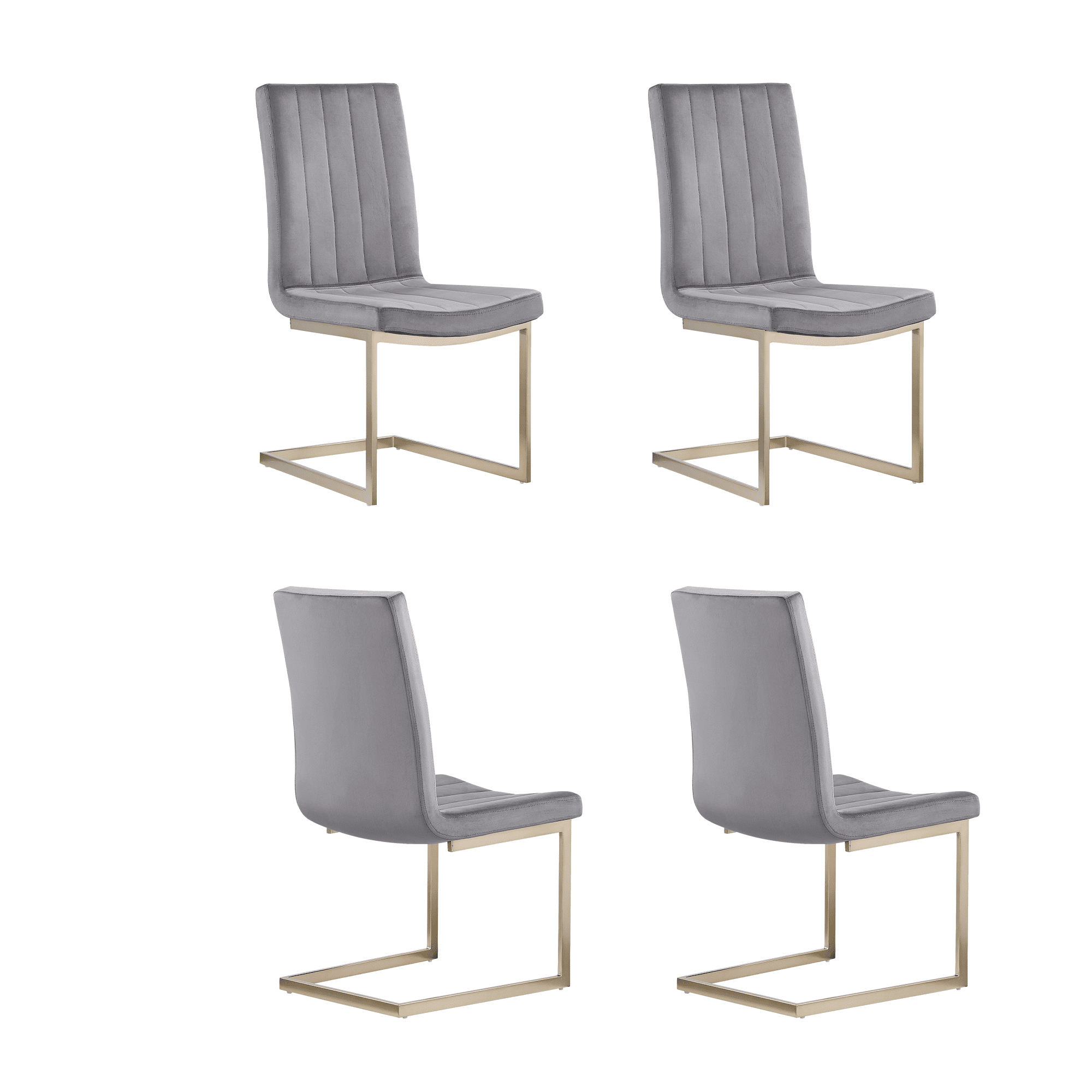 19 Inch Gold Metal Legs Velvet Dining Chairs, Modern High Back Dining ...