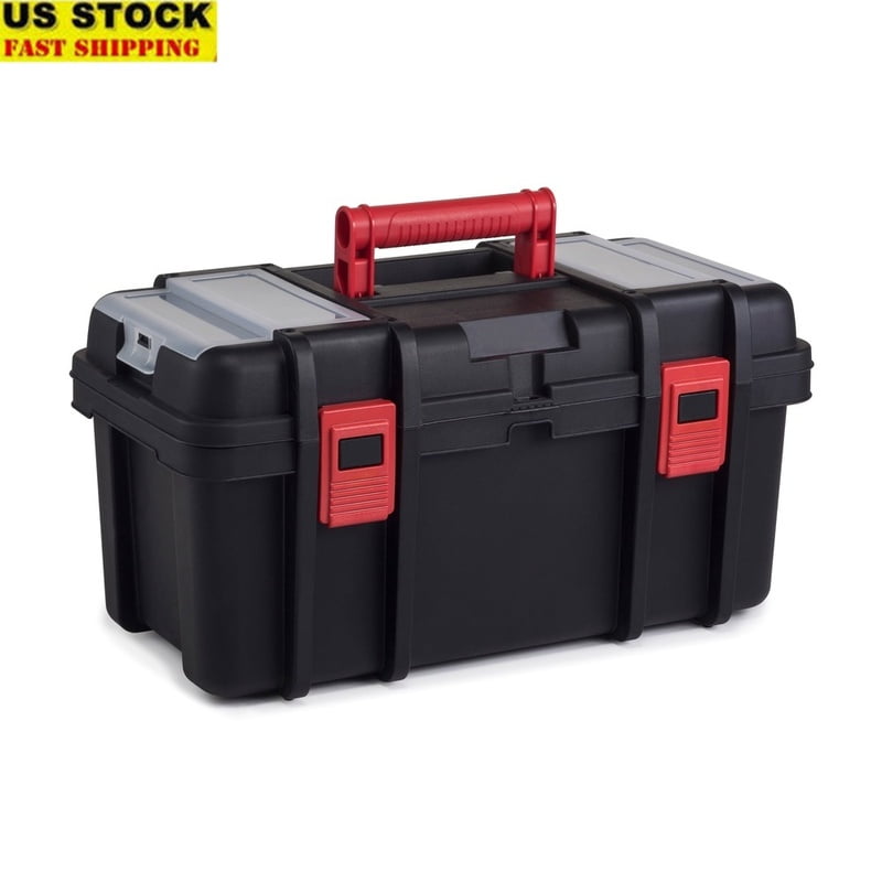 19 Inch Plastic Toolbox Heavy Duty Storage Kit Portable Tool Organizer ...