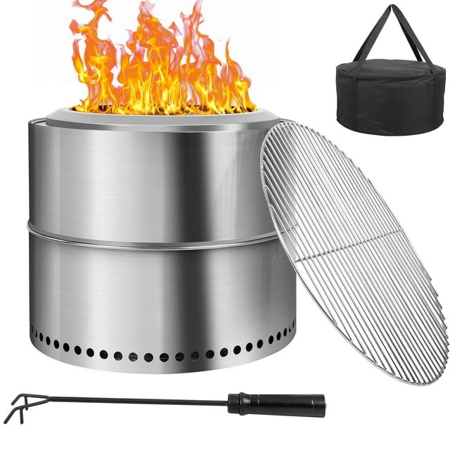 19 Inch Smokeless Firepit, SEGMART Fire Pit with Removable Ash Pan ...