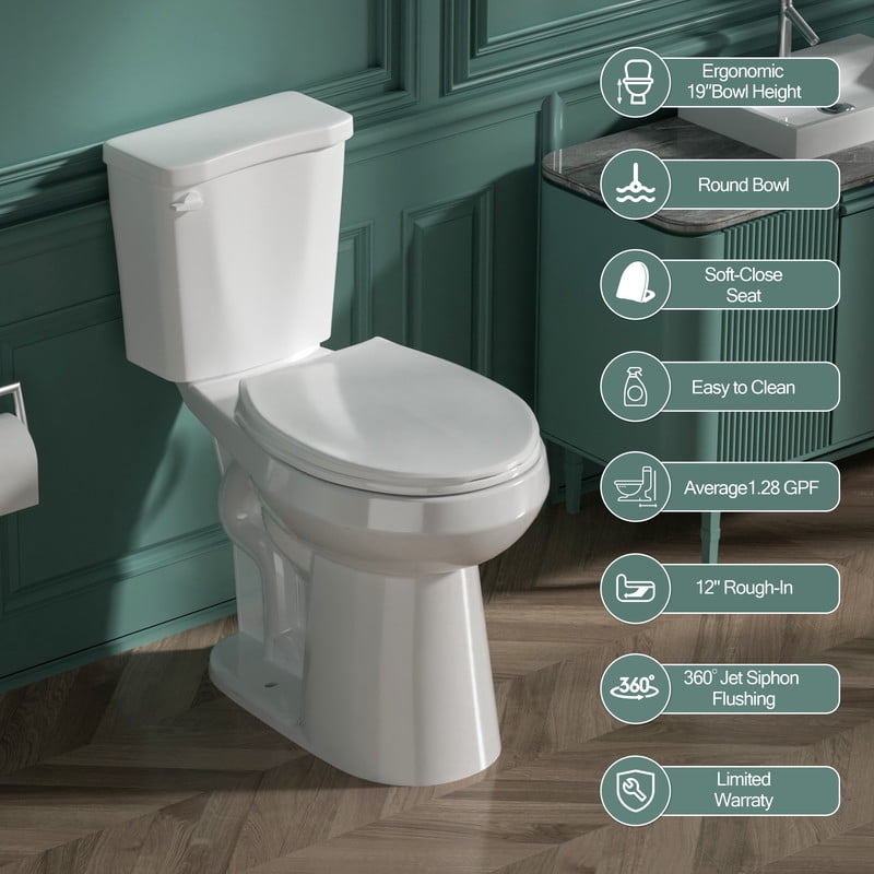 19 Inch Tall Toilet for Seniors ADA High Toilet Seat Height 20” Comfort ...