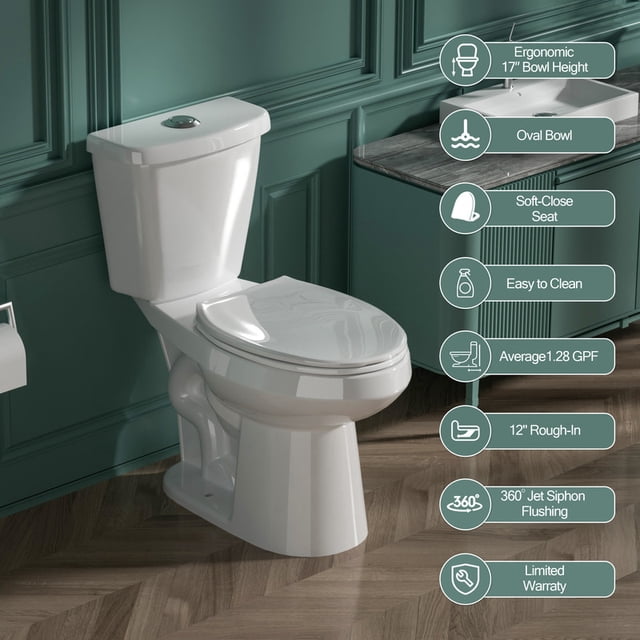 19 Inch Tall Toilet for Seniors Elongated ADA Toilet High Toilet ...