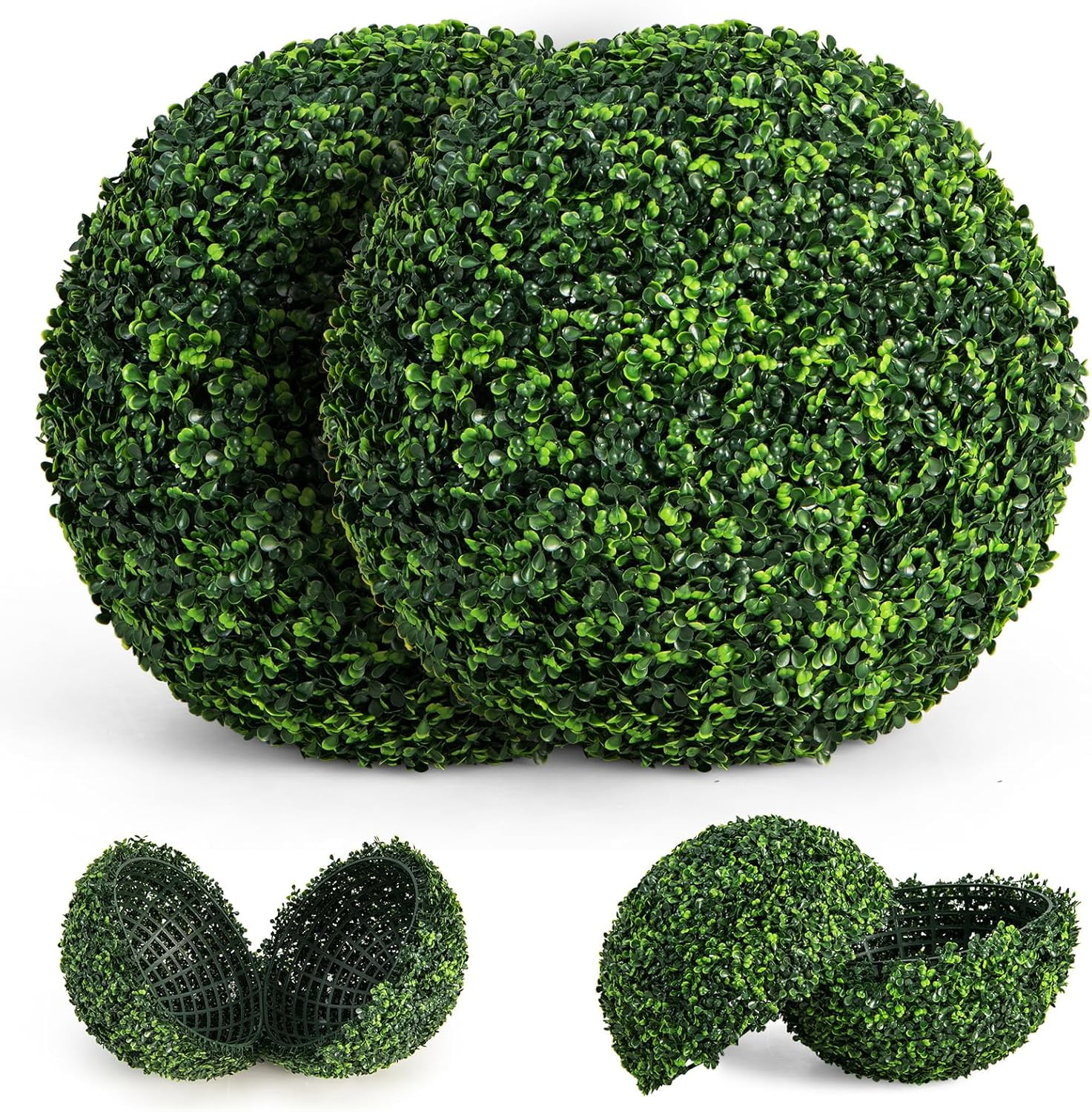 19 Inch Topiary Ball, 2 pcs Sun Protective Faux Boxwood Greenery Balls ...