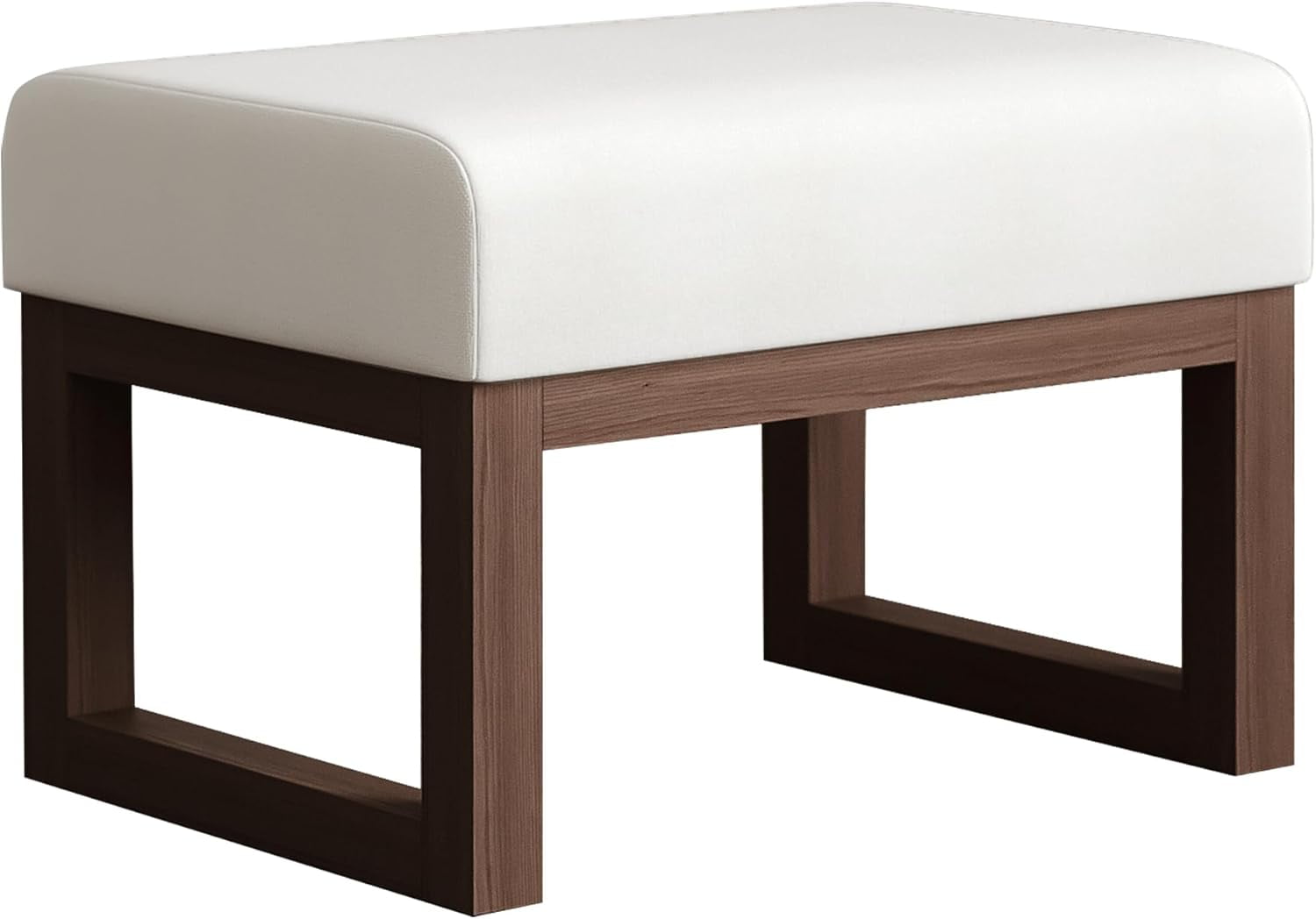 19 Inch Wide Ottoman Foot Rest, Rectangle Foot Stools with Solid Wood ...