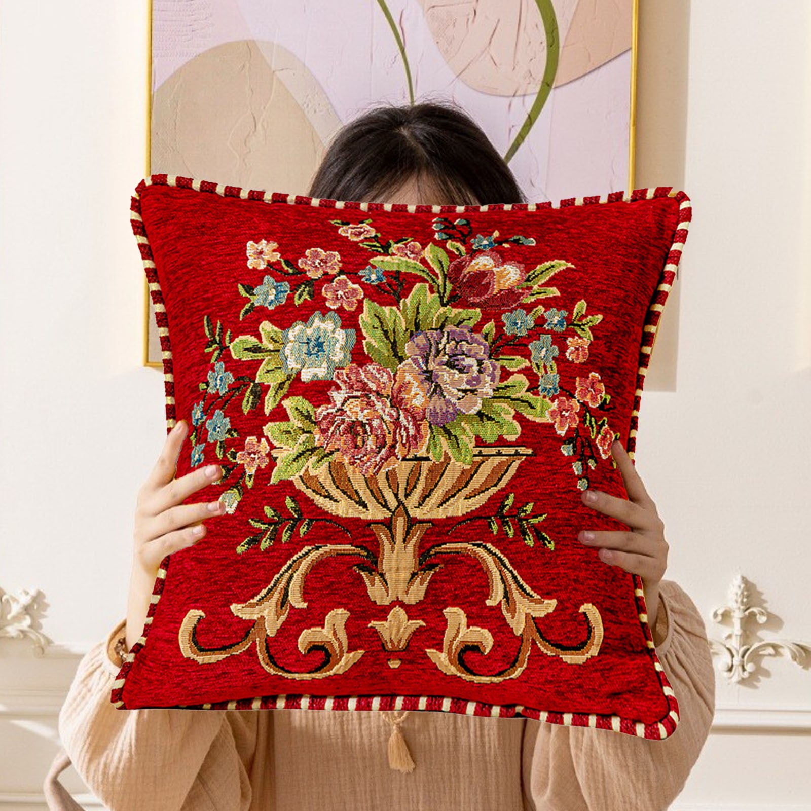 19 Inches 48cm Wide Wide Pack Of European Emboss Flower Pillows Sofa ...