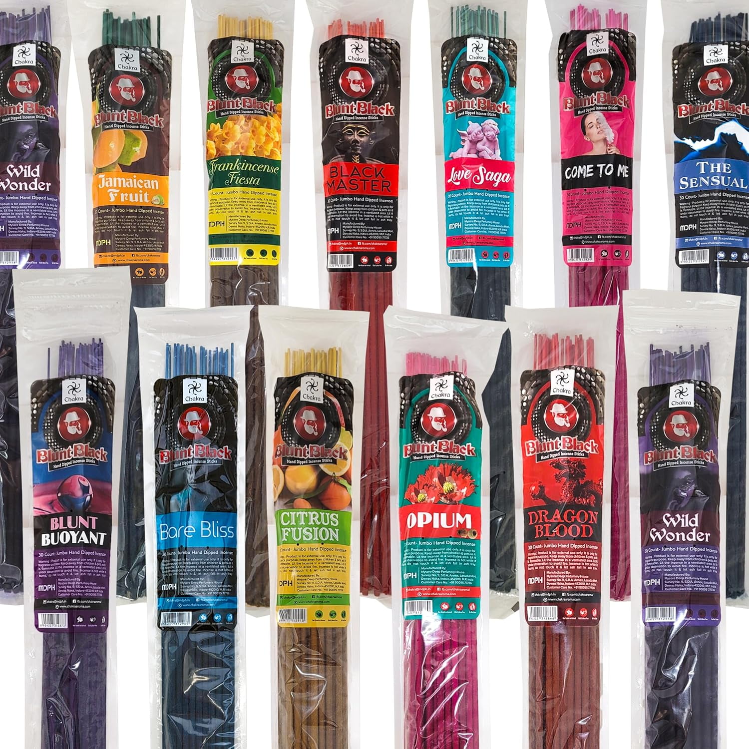 19" Jumbo Hand Dipped Incense Sticks 30-Stick Packs - 6 Assorted Scents ...