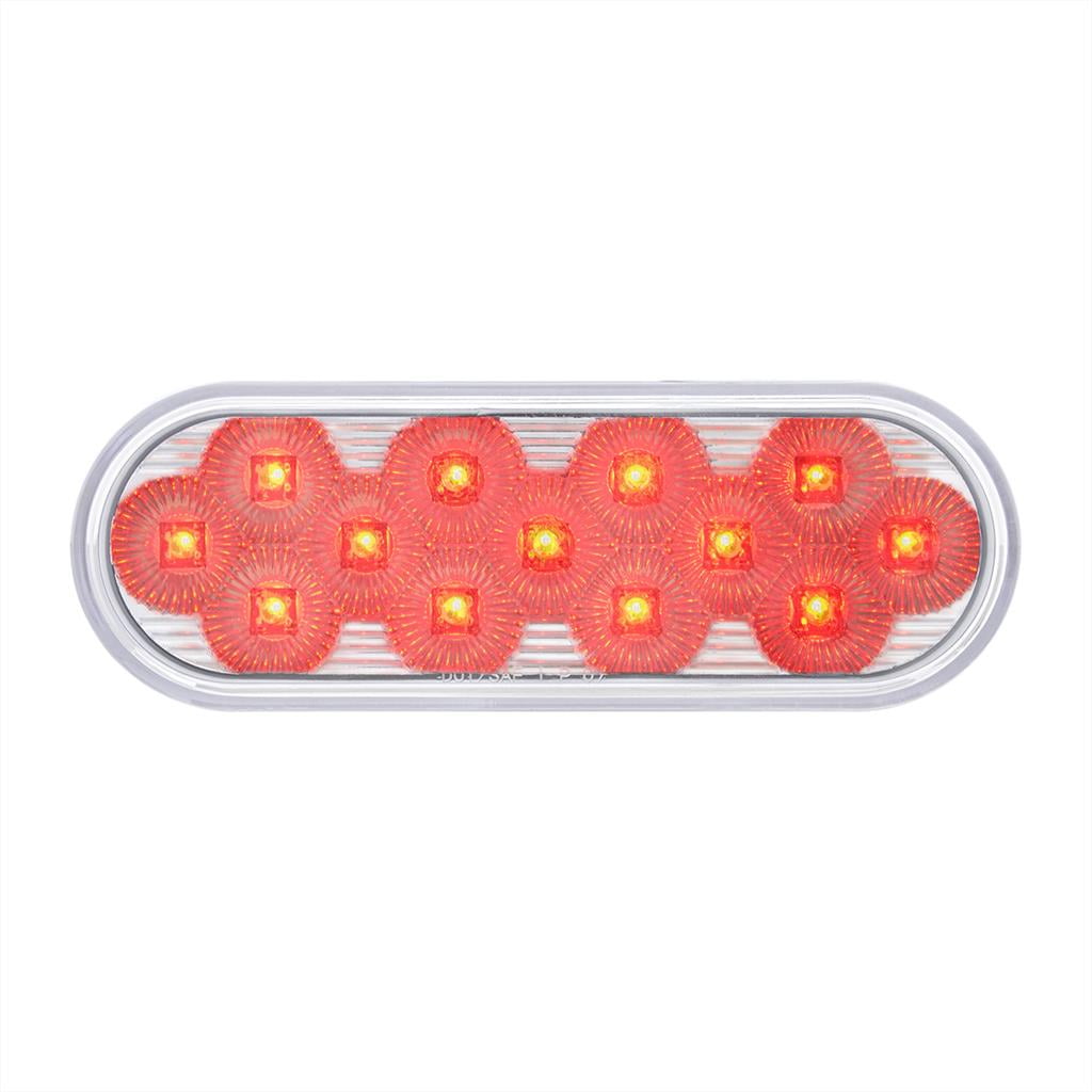19 LED 6" Oval Red Dual Color (Stop, Turn, Tail) W/Amber Strobe Warning ...