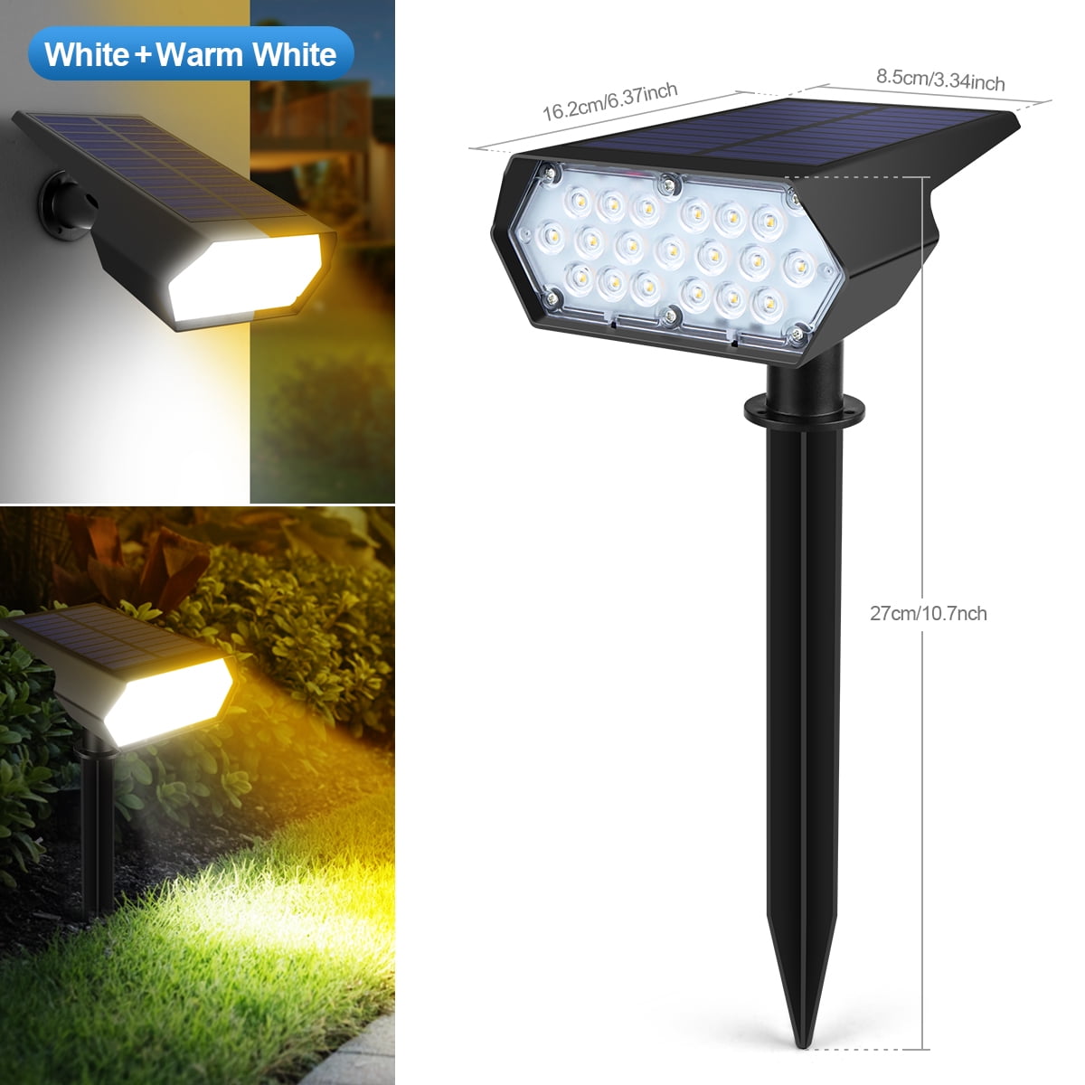 19 LED Solar Spot Lights IP65 Waterproof Outdoor RGB Solar Landscape ...