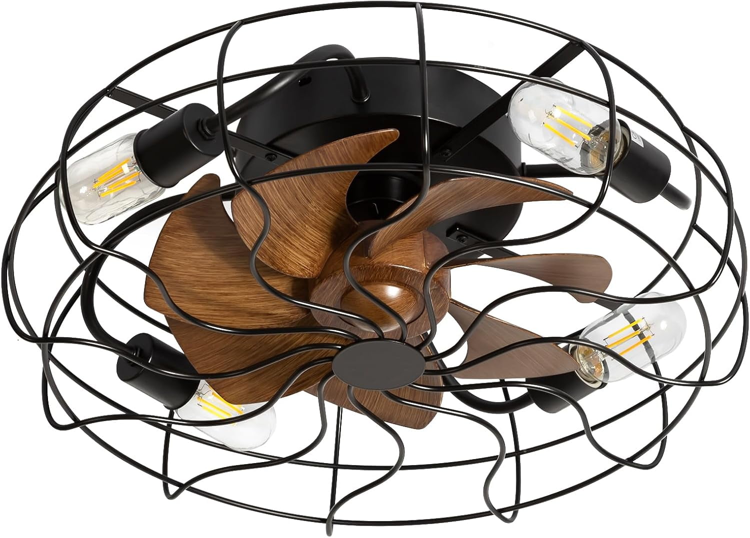 19" Modern Caged Ceiling Fans with Lights Remote Control, 7 Reversible ...