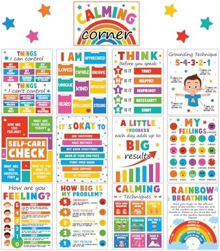 19 PCS Colorful Calming Corner Classroom Posters Calm Down Corner ...