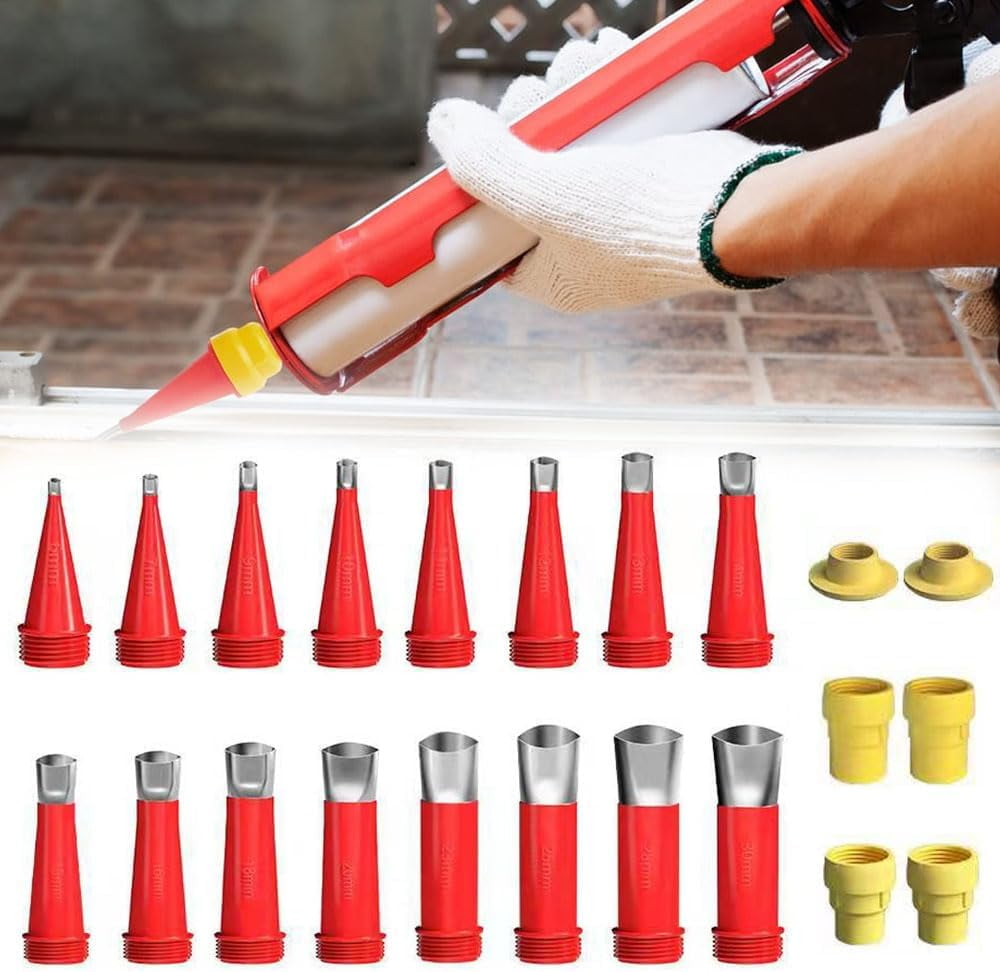 19 PCS Universal Integrated Rubber Nozzle Tool Kit, Reusable Caulking ...
