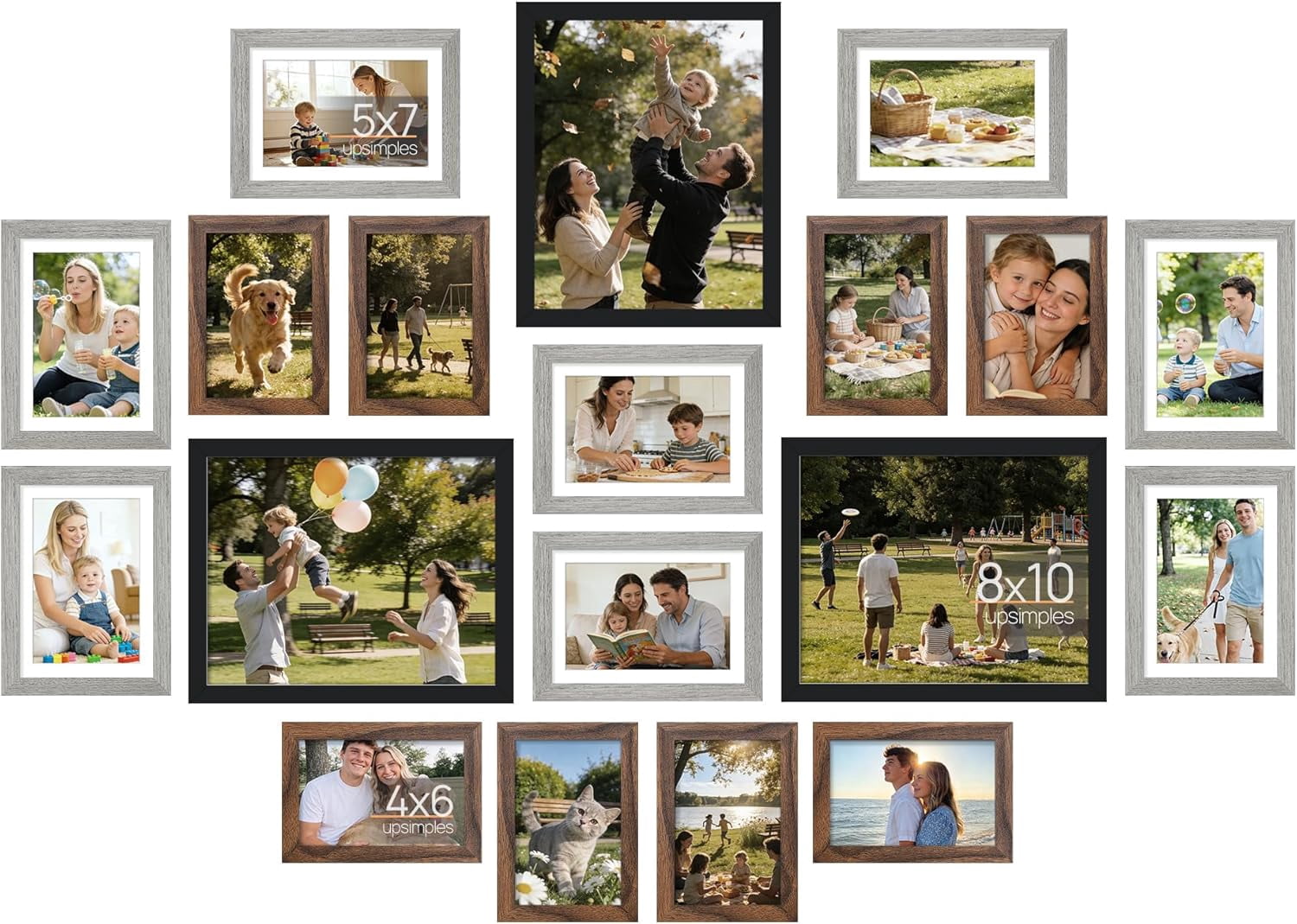 19 Pack Picture Frames Collage Wall Decor for Mounting or Tabletop ...