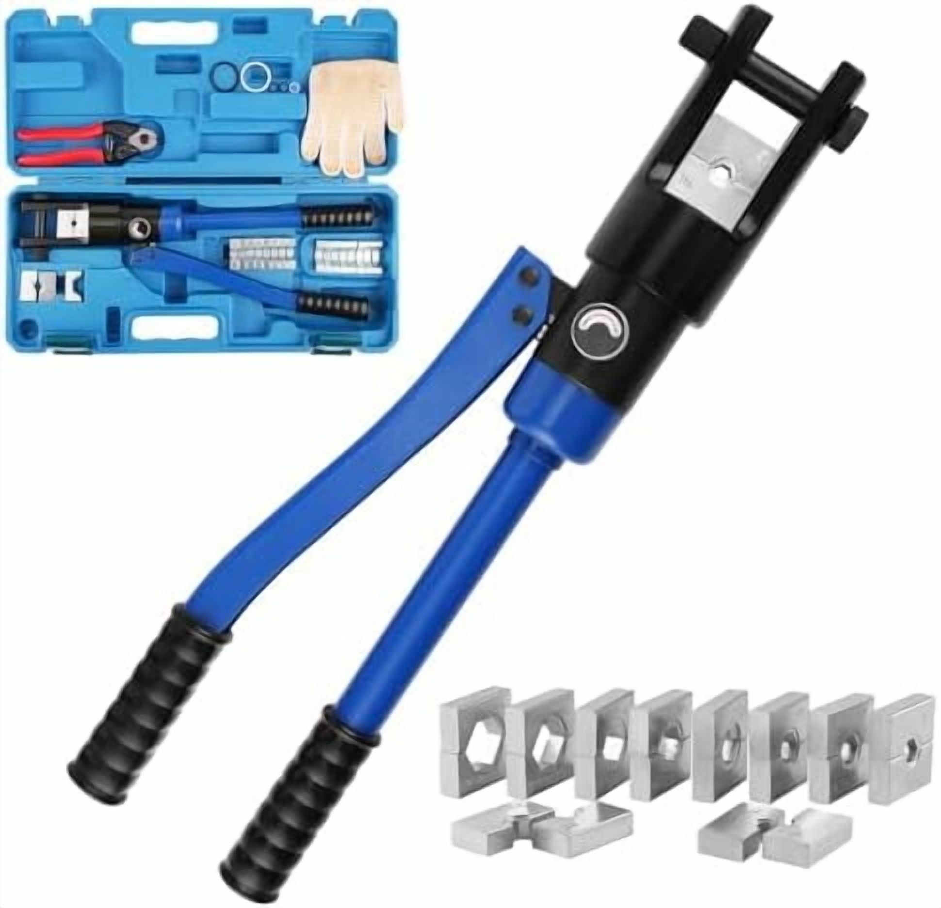 19 Packs Hydraulic Cable Lug Tool with durable case, 4 AWG to 600 MCM Battery Cable Crimping ...