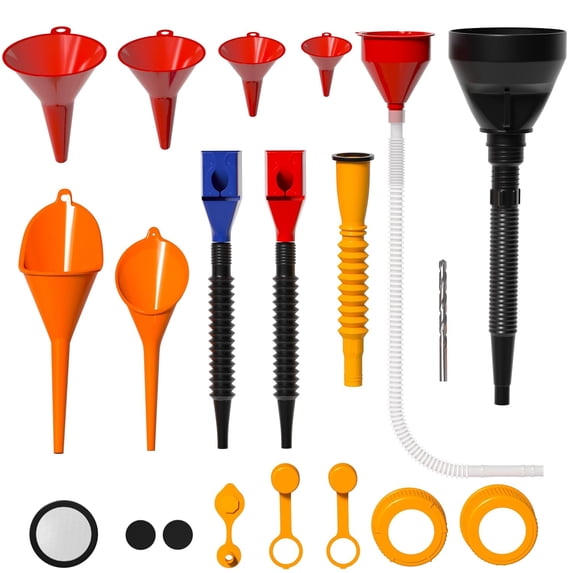 19 Pcs Automotive Funnel Set, Spout Replacements, Plastic Wide Mouth ...